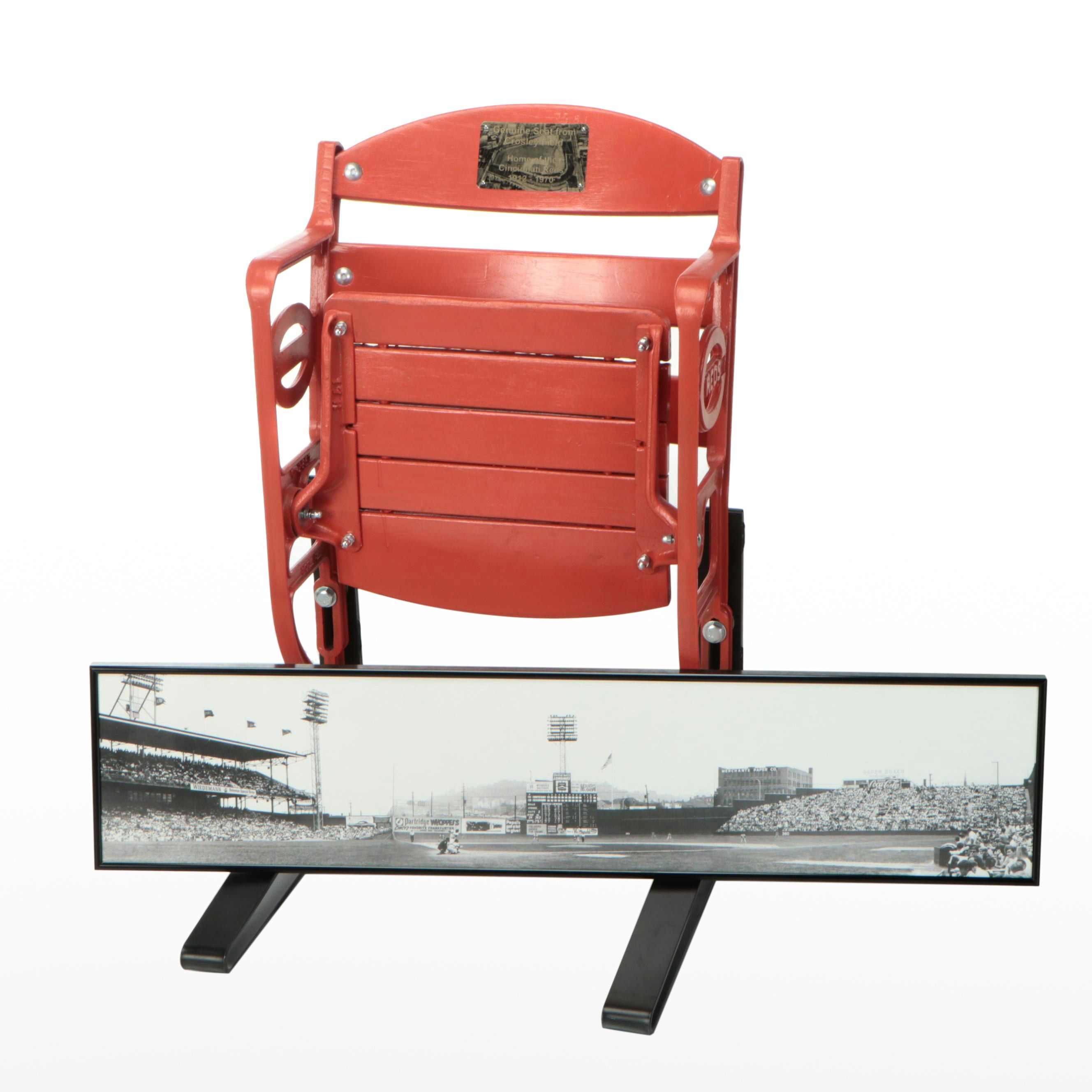 Crosley Field Cincinnati Reds Stadium Seat with Framed Print | EBTH