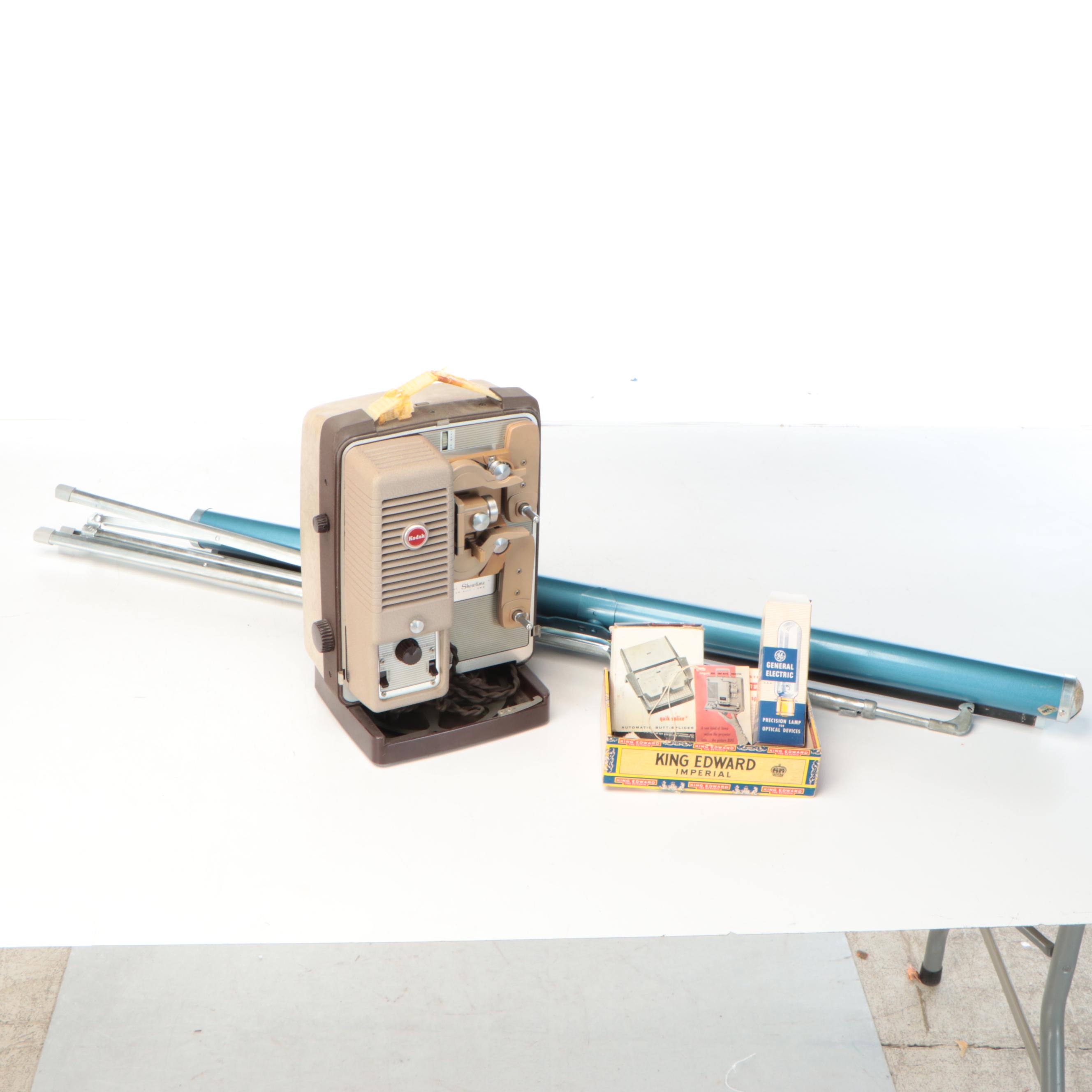 Kodak Cine Showtime A-20 Projector with Da-Lite Projector Screen, Mid ...
