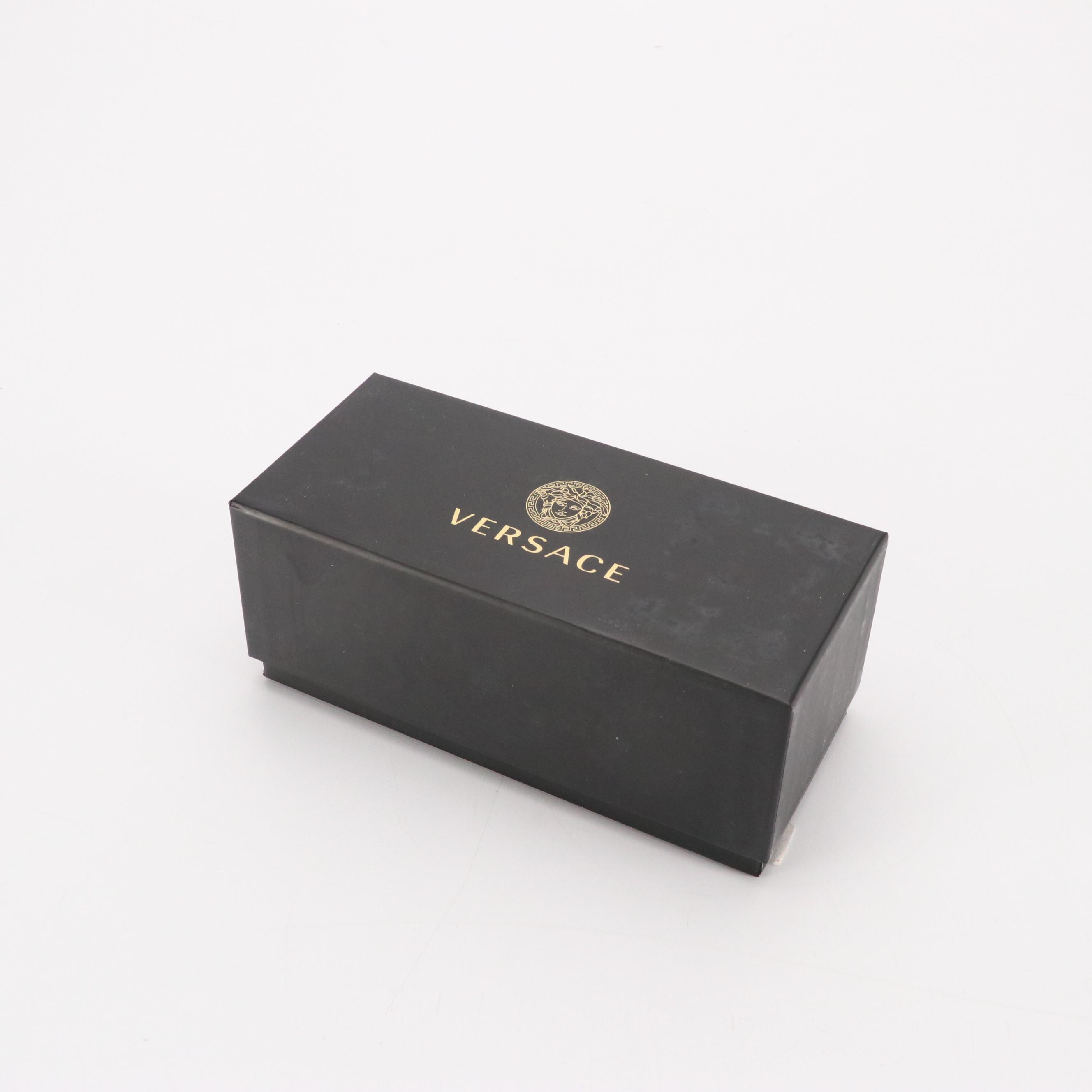 Versace Mod.4431-F Logo Temple Black Square Sunglasses with Case and ...