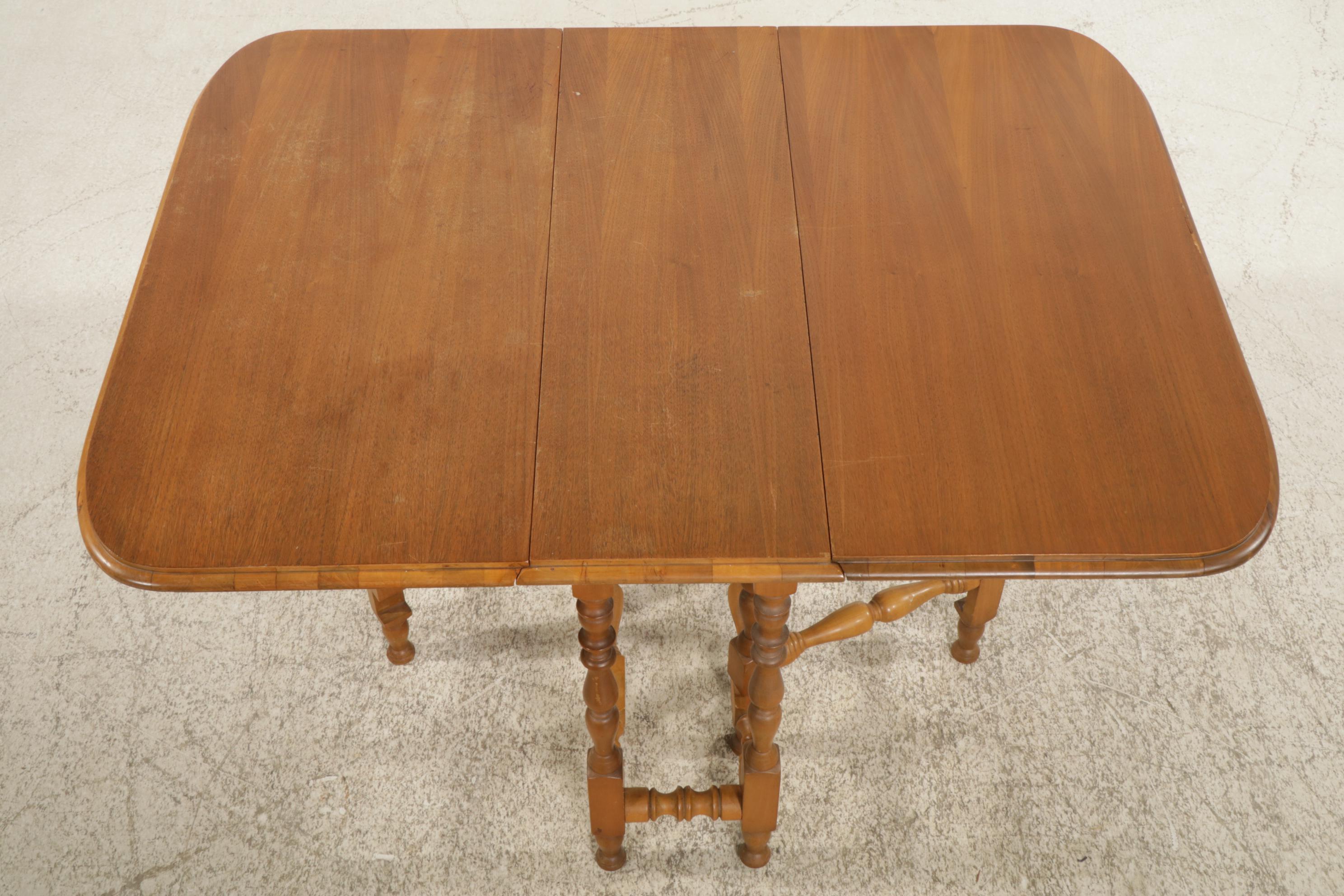 Veneer-Top Rectangular Gateleg Table With Beveled Edge and Turned Legs ...