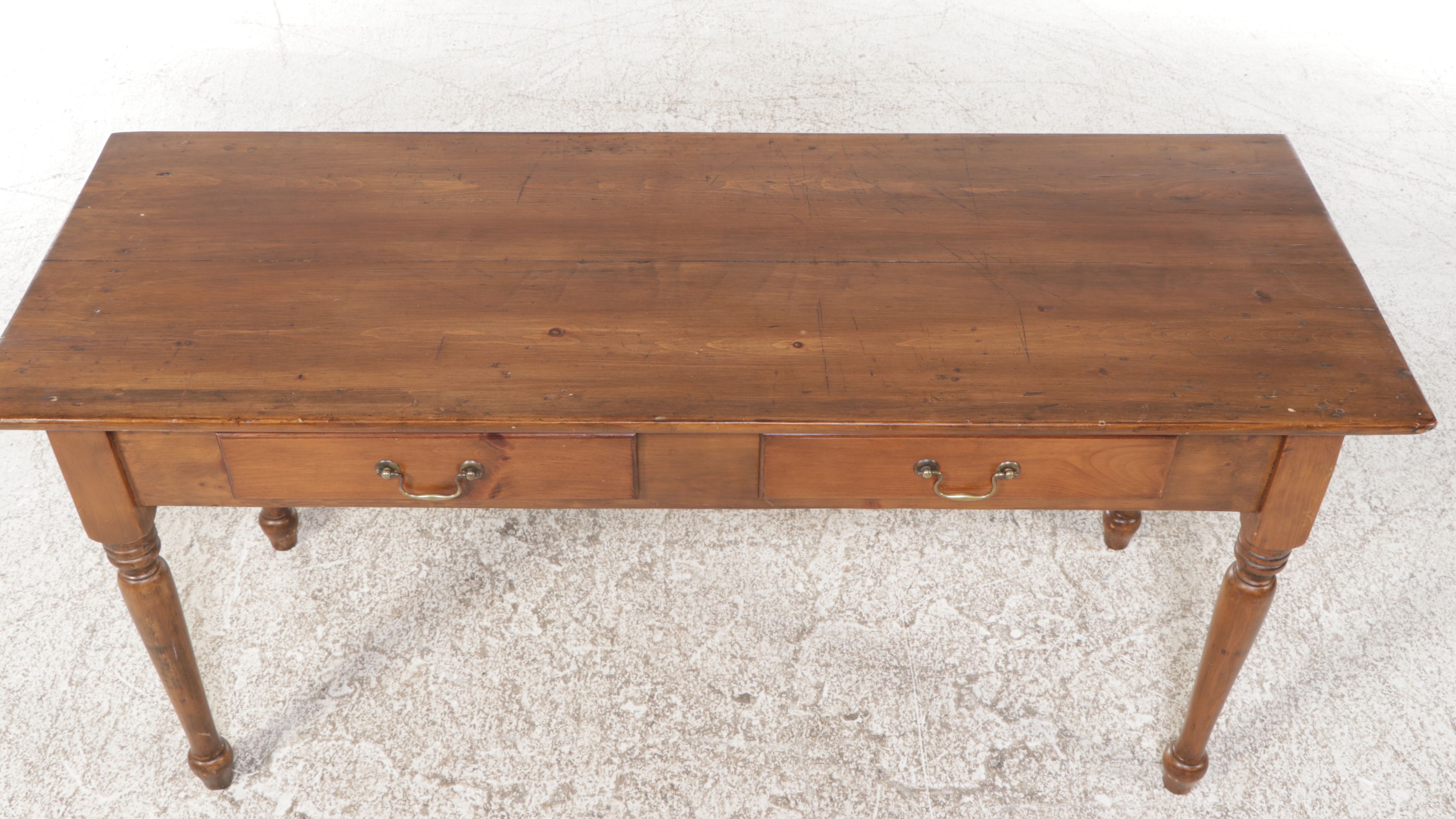 Two-Drawer Turned Walnut Console Table | EBTH