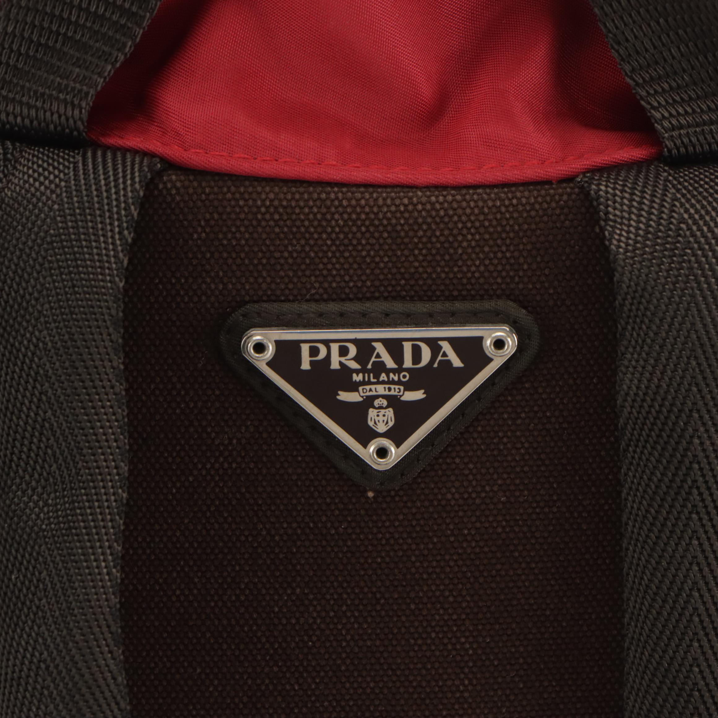 Prada Front Pocket Drawstring Backpack in Red Tessuto Nylon and Canvas ...