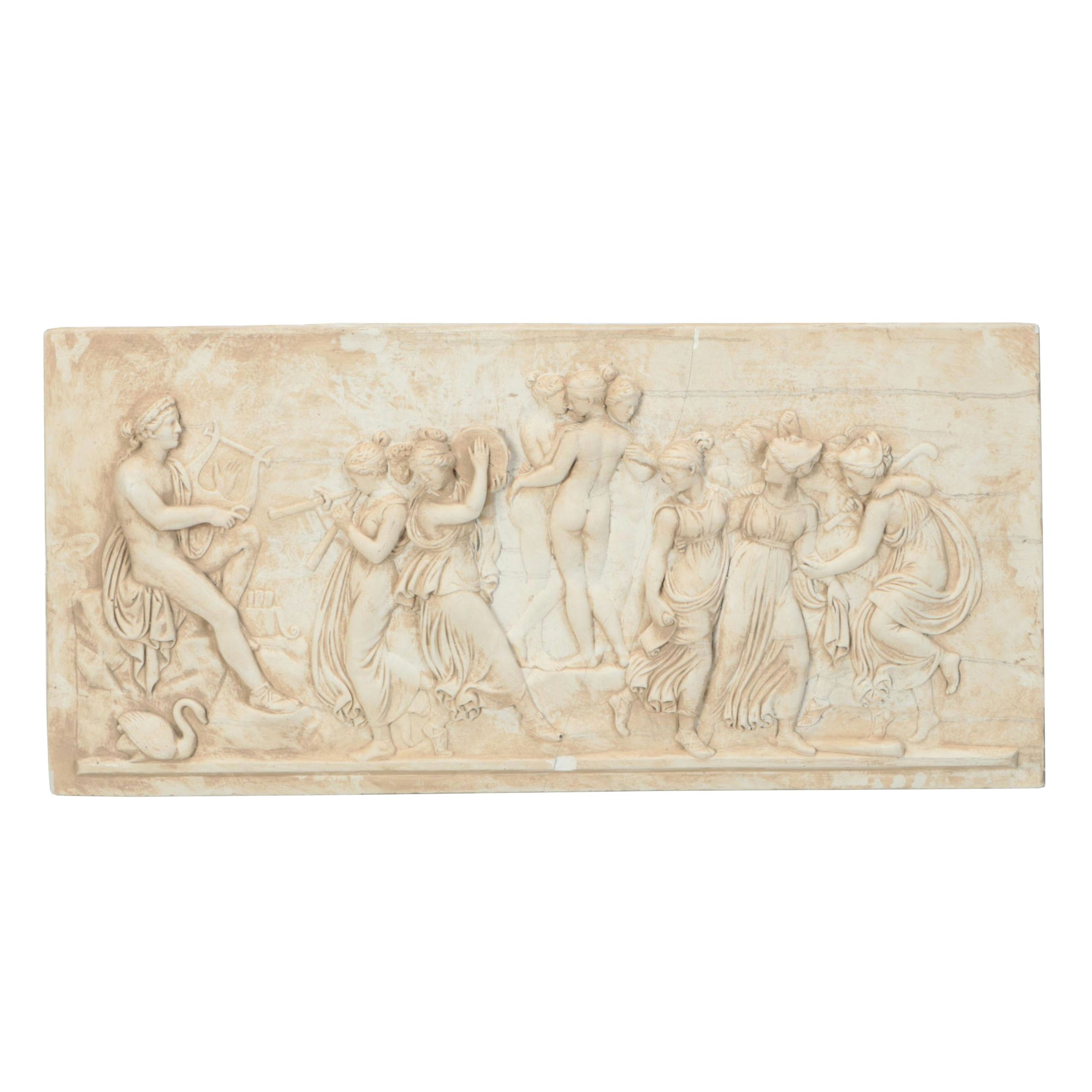 Greco-Roman Style "Apollo with Muses and Graces" Cast Plaster Wall ...