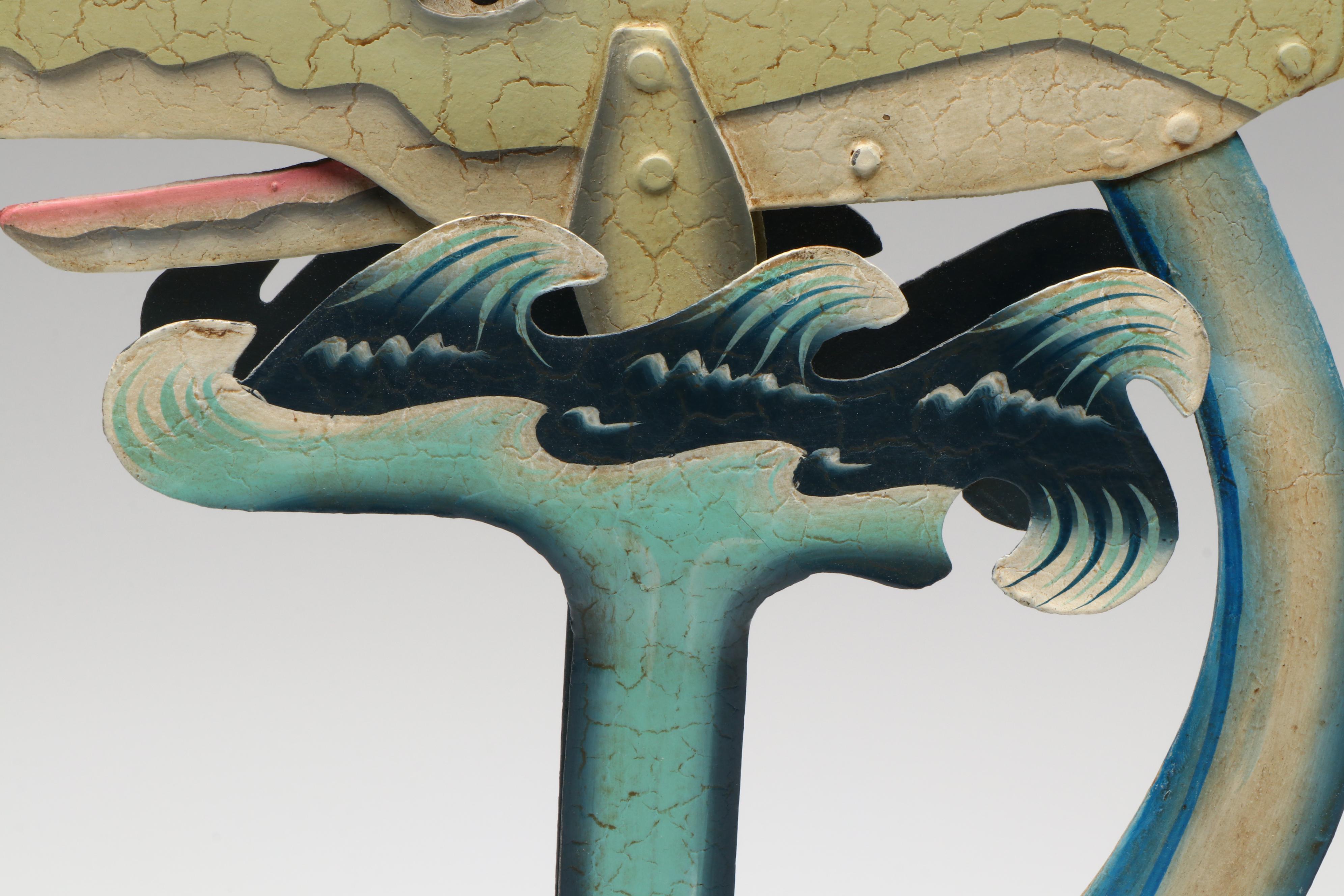Folk Art Style Kinetic Whale Hand-Painted Metal Sculpture | EBTH