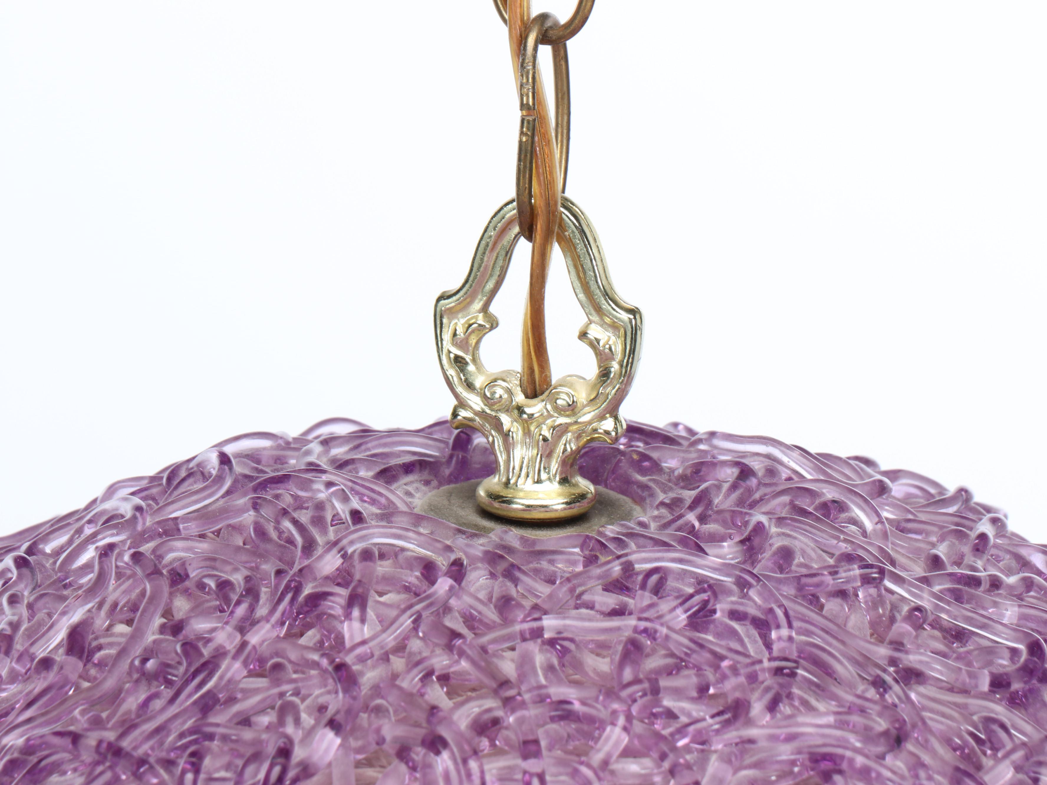 Mid Century Modern Style Purple Spaghetti Acrylic Pendant Swag Light | EBTH