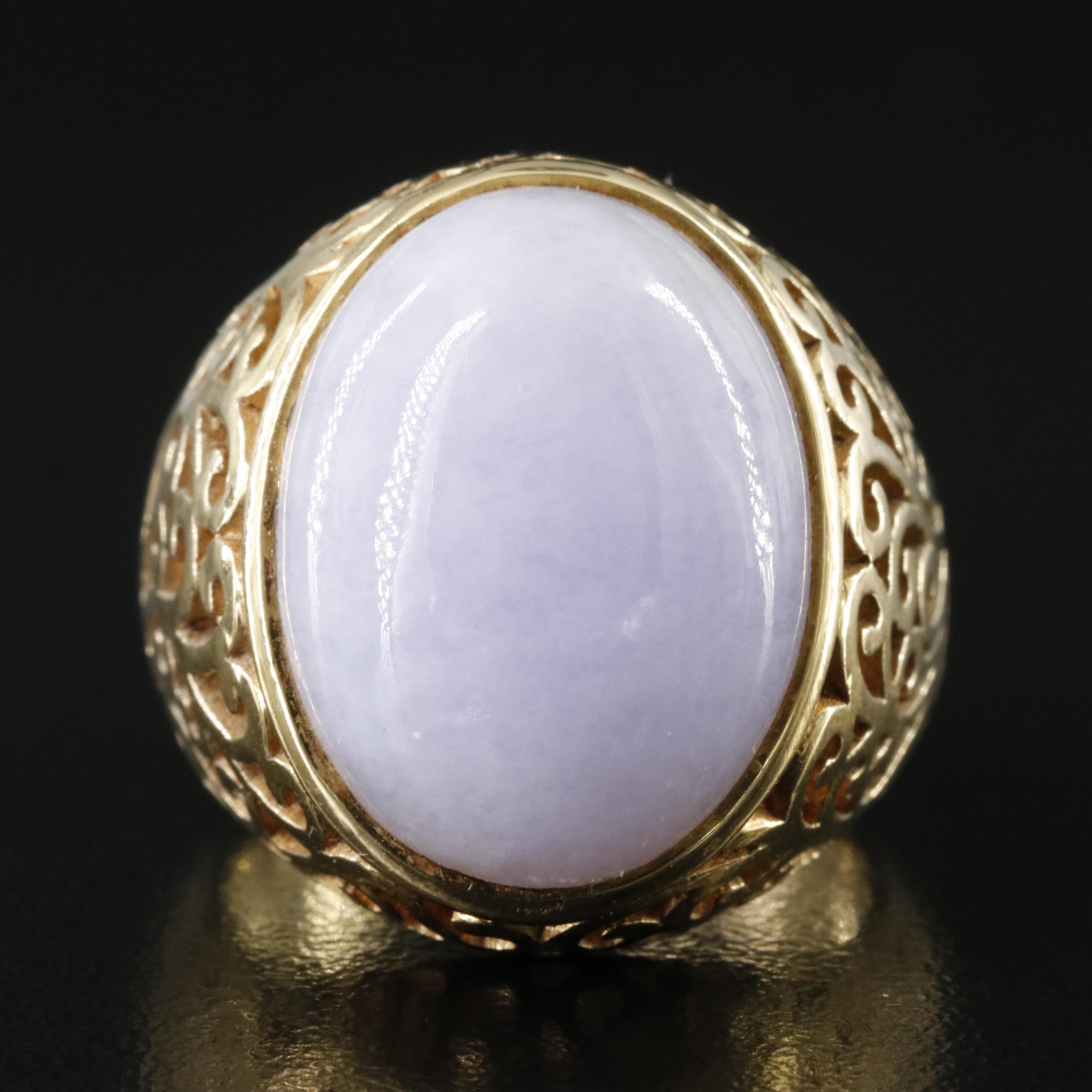 18K Jadeite Scrollwork Ring | EBTH