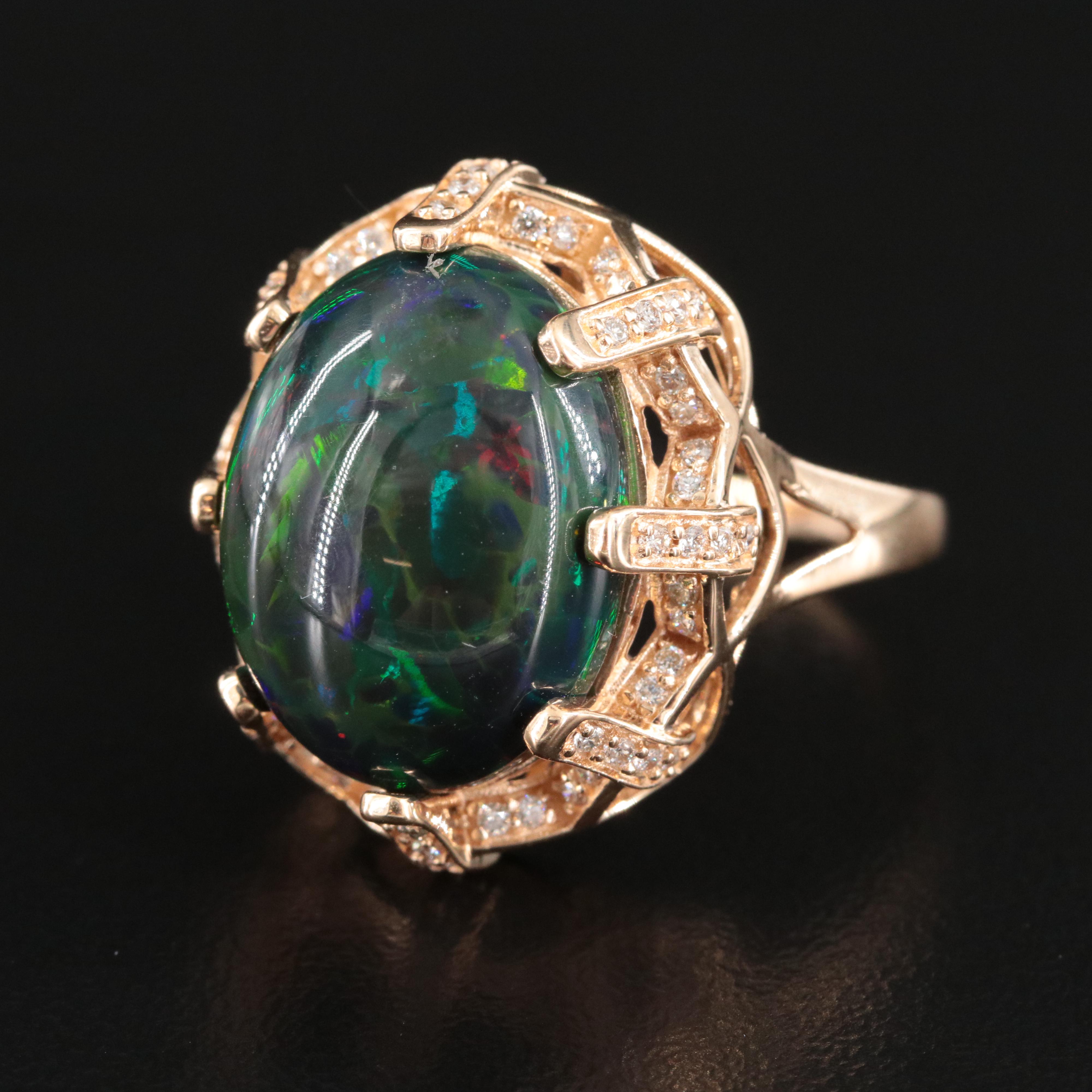 14K Opal and Diamond Ring | EBTH