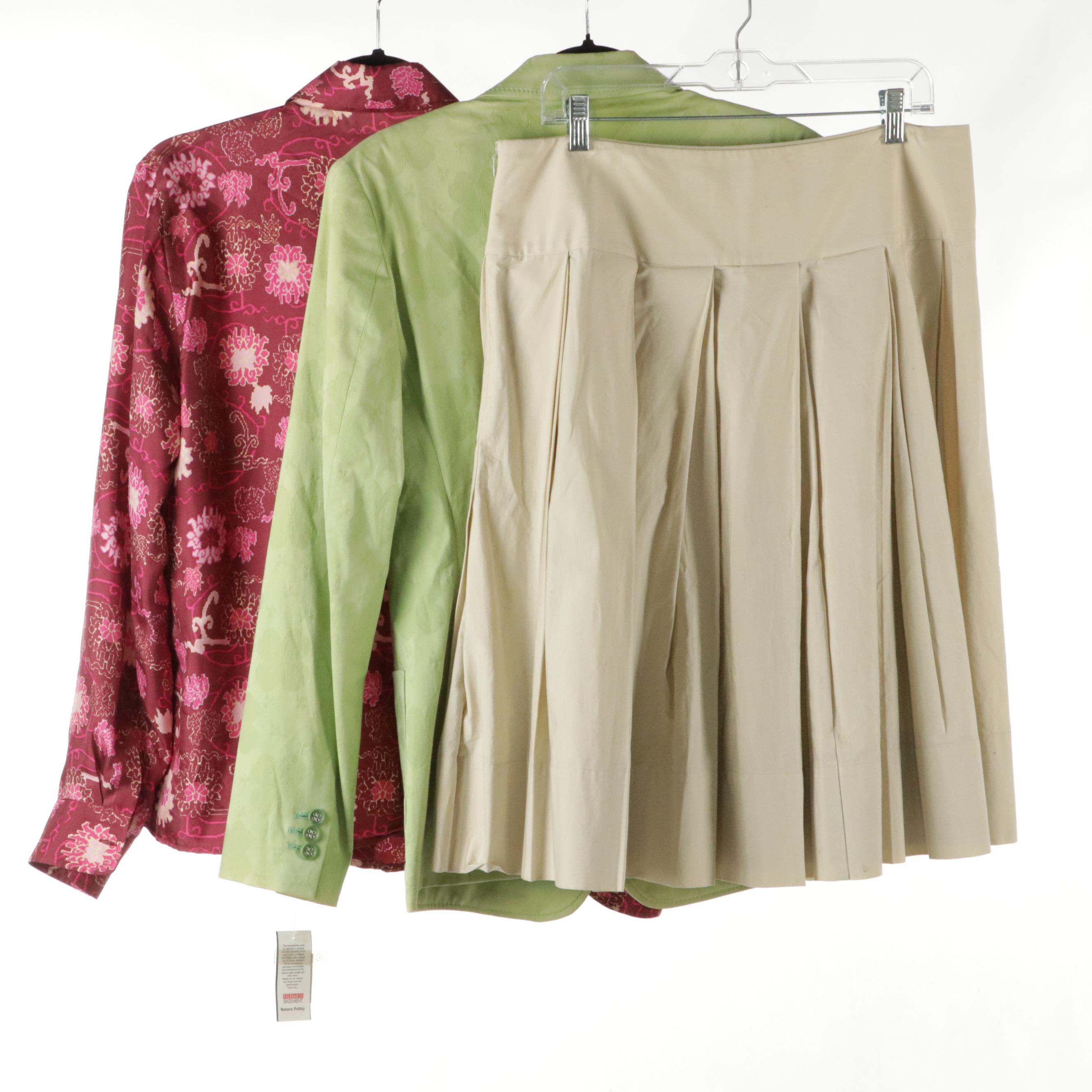 Charles Nolan Pleat Panel Skirt, Malo Four-Leaf Clover Jacket & Malo ...