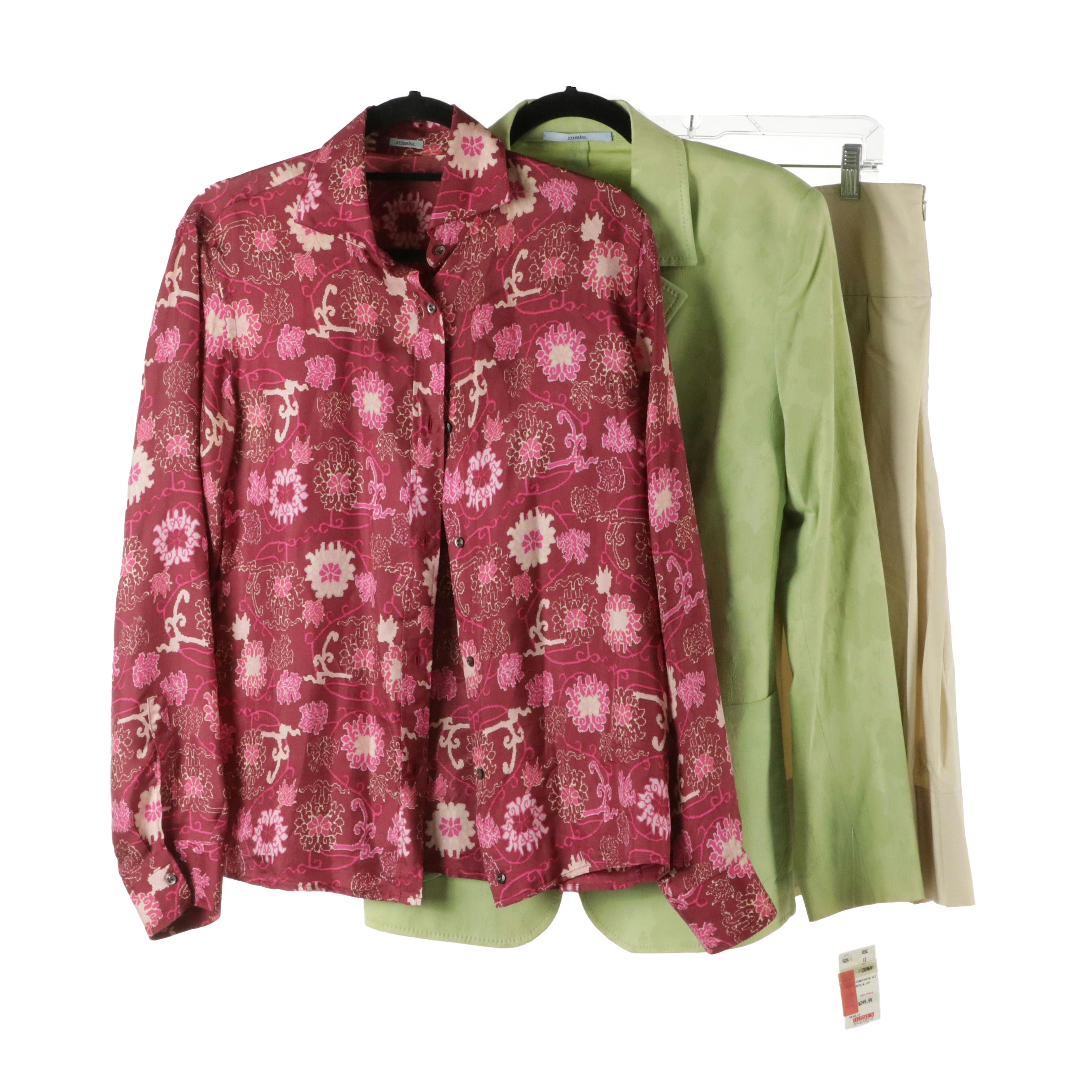 Charles Nolan Pleat Panel Skirt, Malo Four-Leaf Clover Jacket & Malo ...