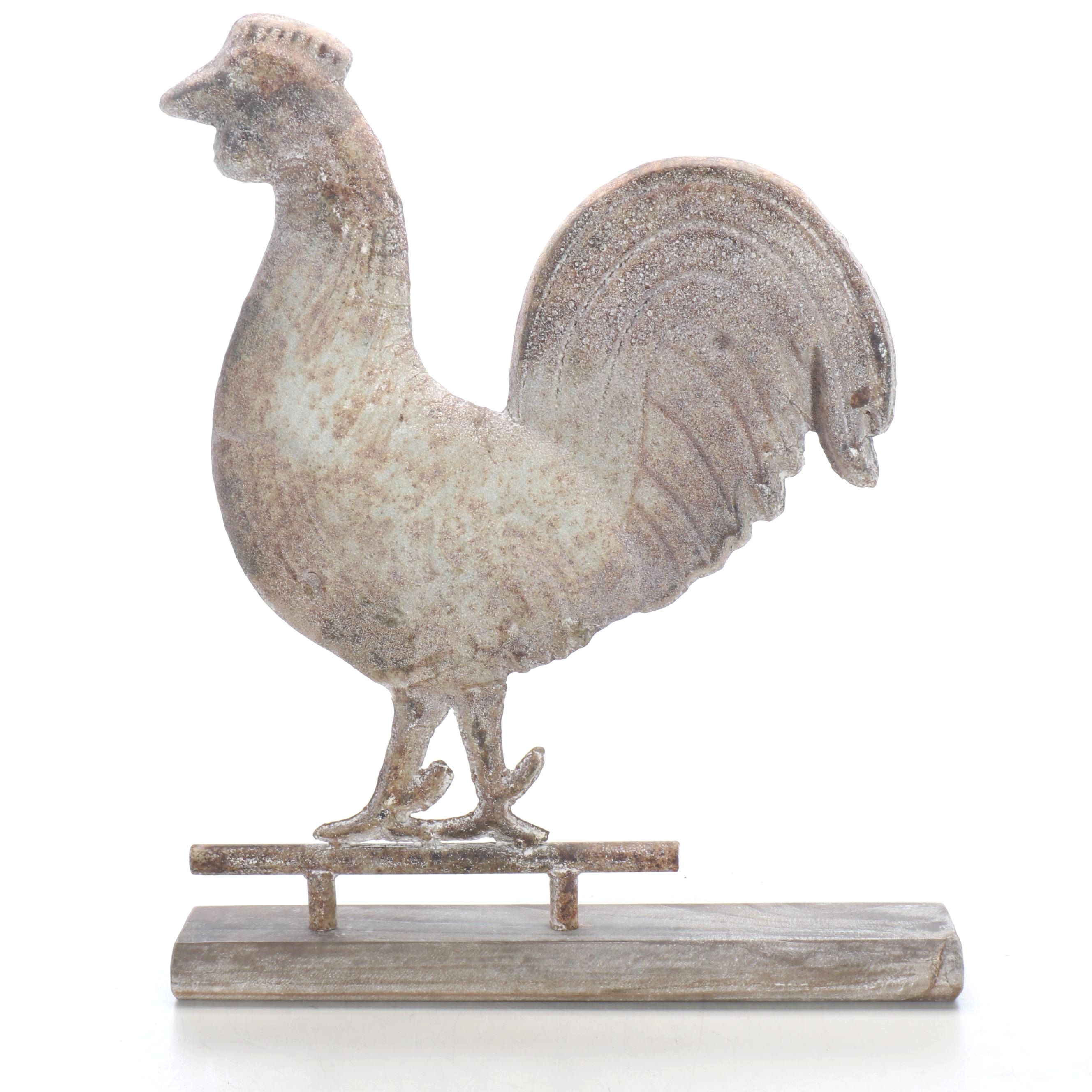 Enameled Cast Metal Rooster Weather Vane Figure | EBTH