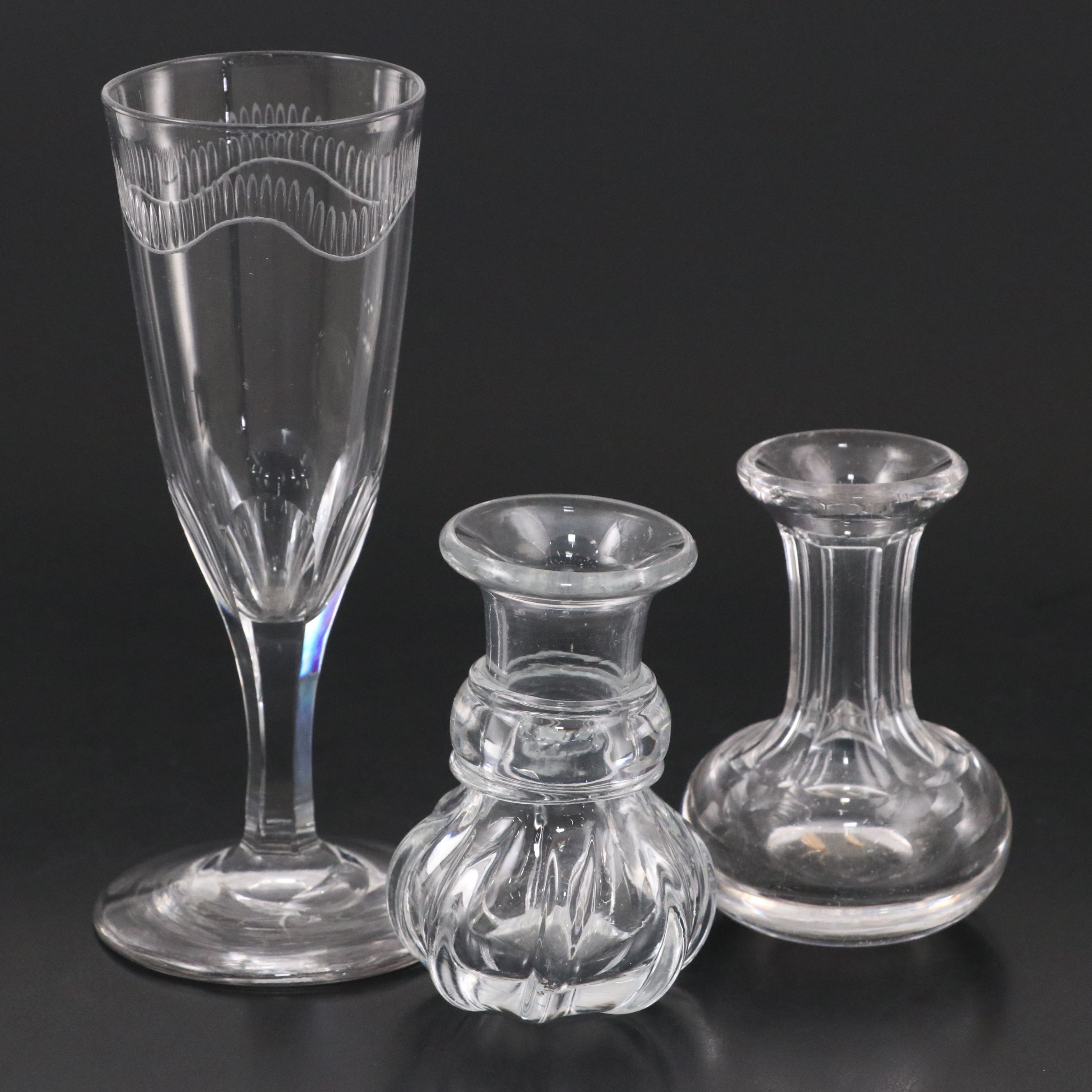 Georgian Style Gill Glass Spirit Measures and Engraved Ale Glass, 18th ...