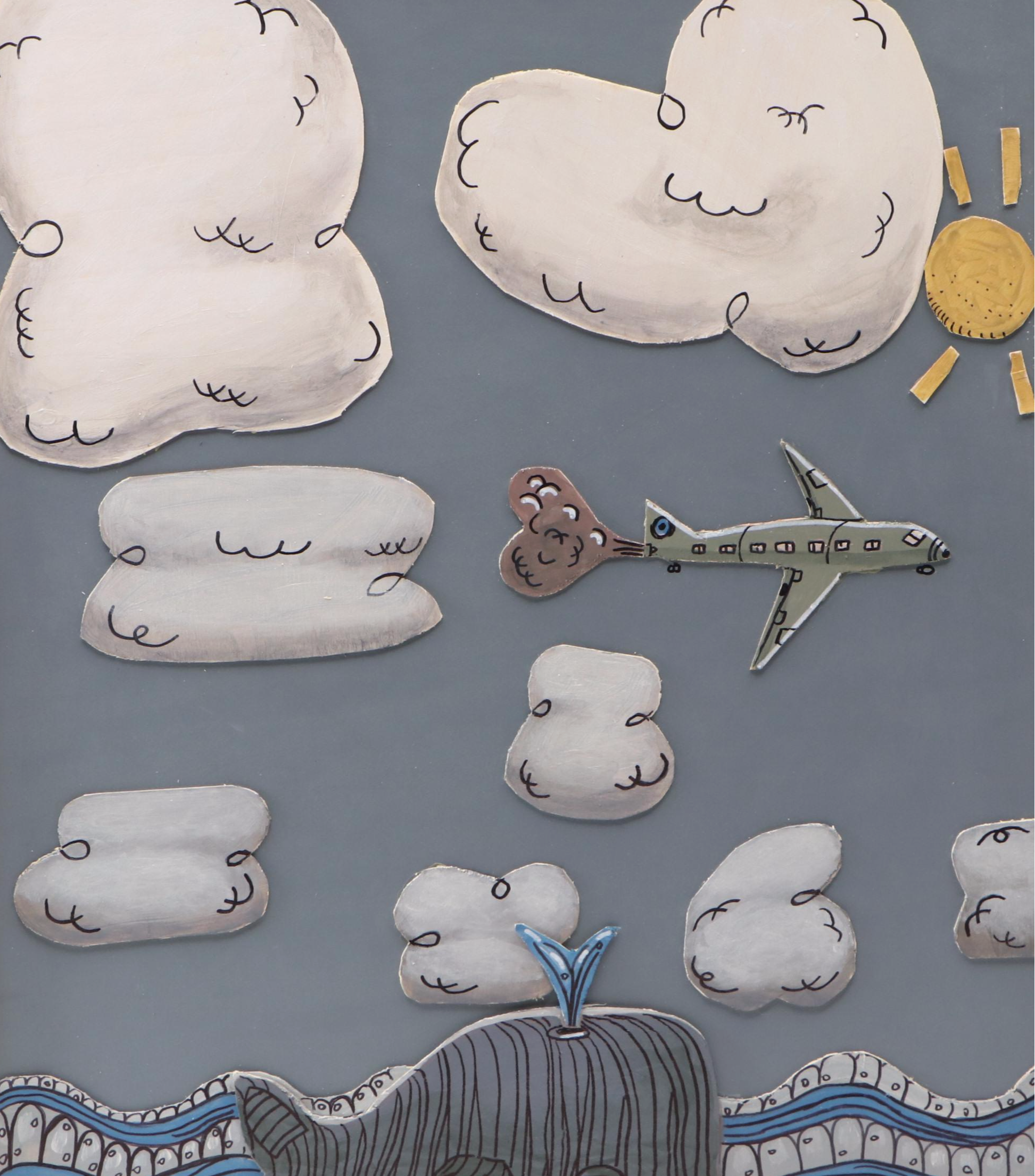 Aaron Wooten Dimensional Stylized Mixed Media Painting "The Airplane ...