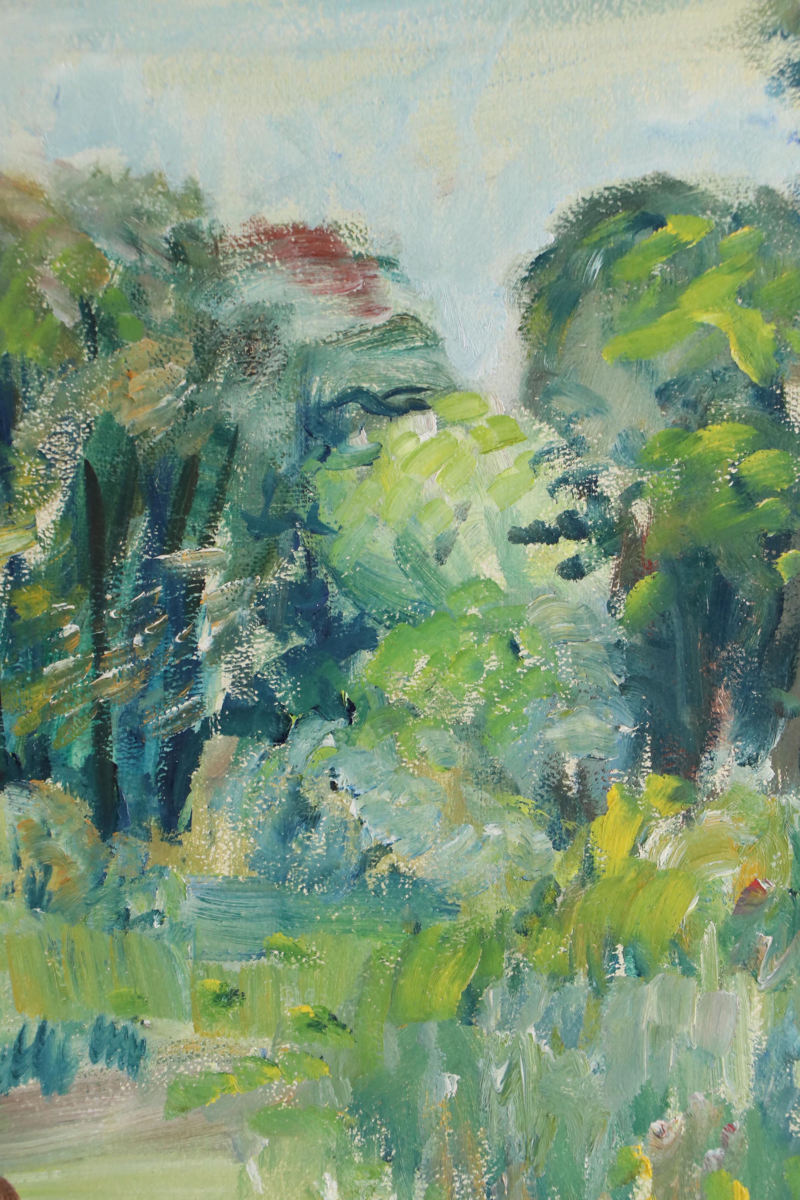 Michael Salvatore Abbate Oil Painting of Children in Garden, Mid-20th ...