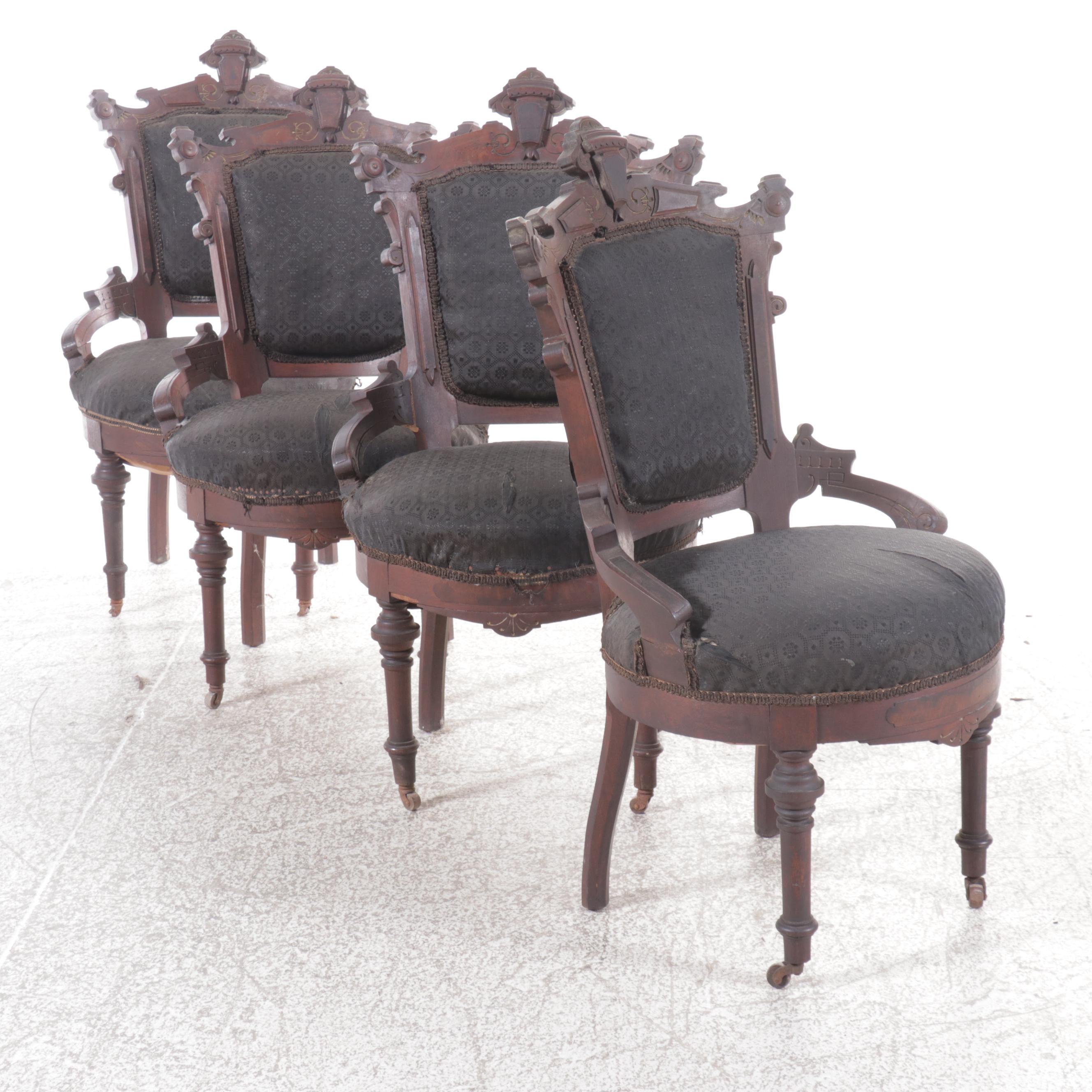 Victorian Carved Mahogany Parlor Set with Loveseat and Six Chairs | EBTH