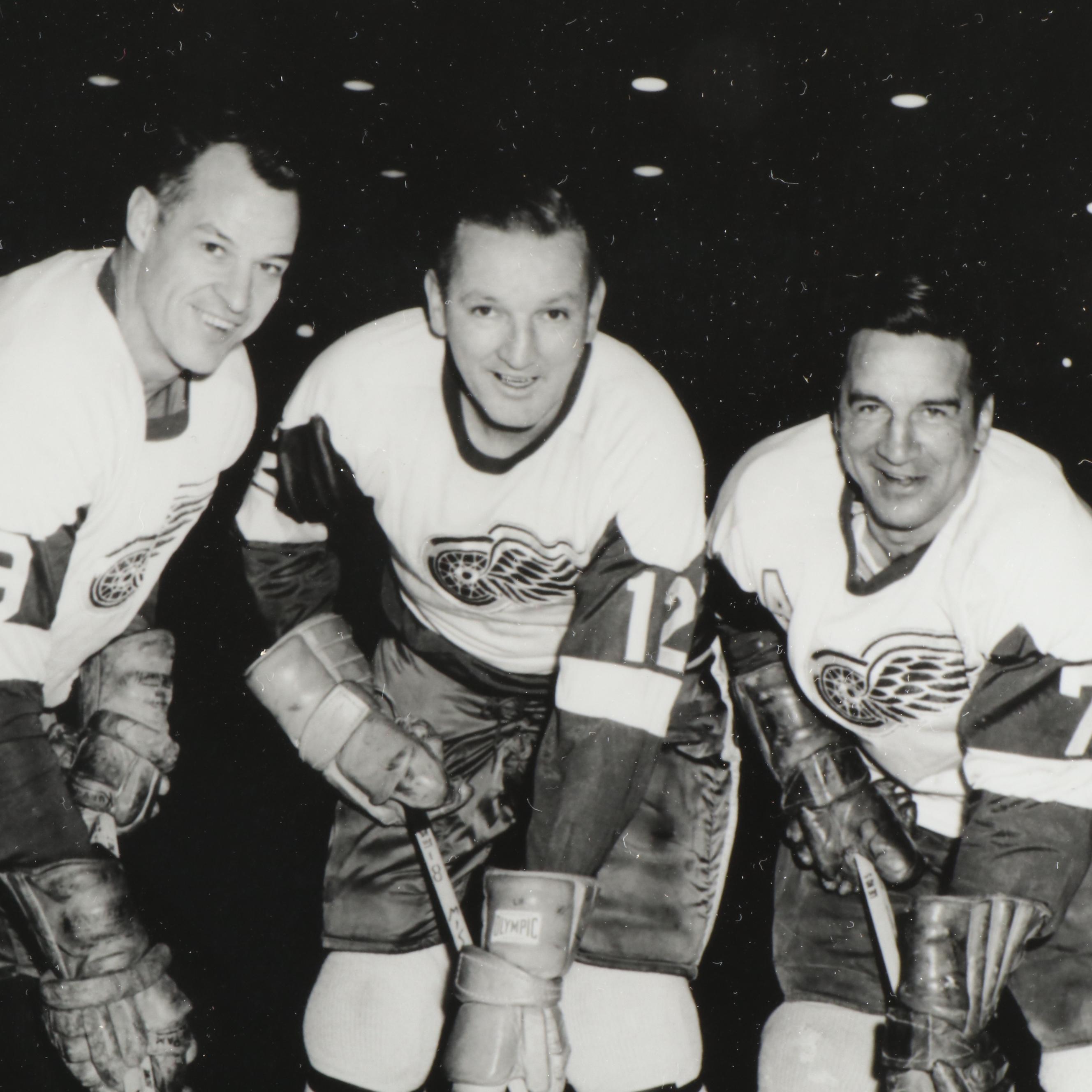Gordie Howe, Sid Abel, Ted Lindsay Signed Photo, Detroit Red Wings, HOF ...