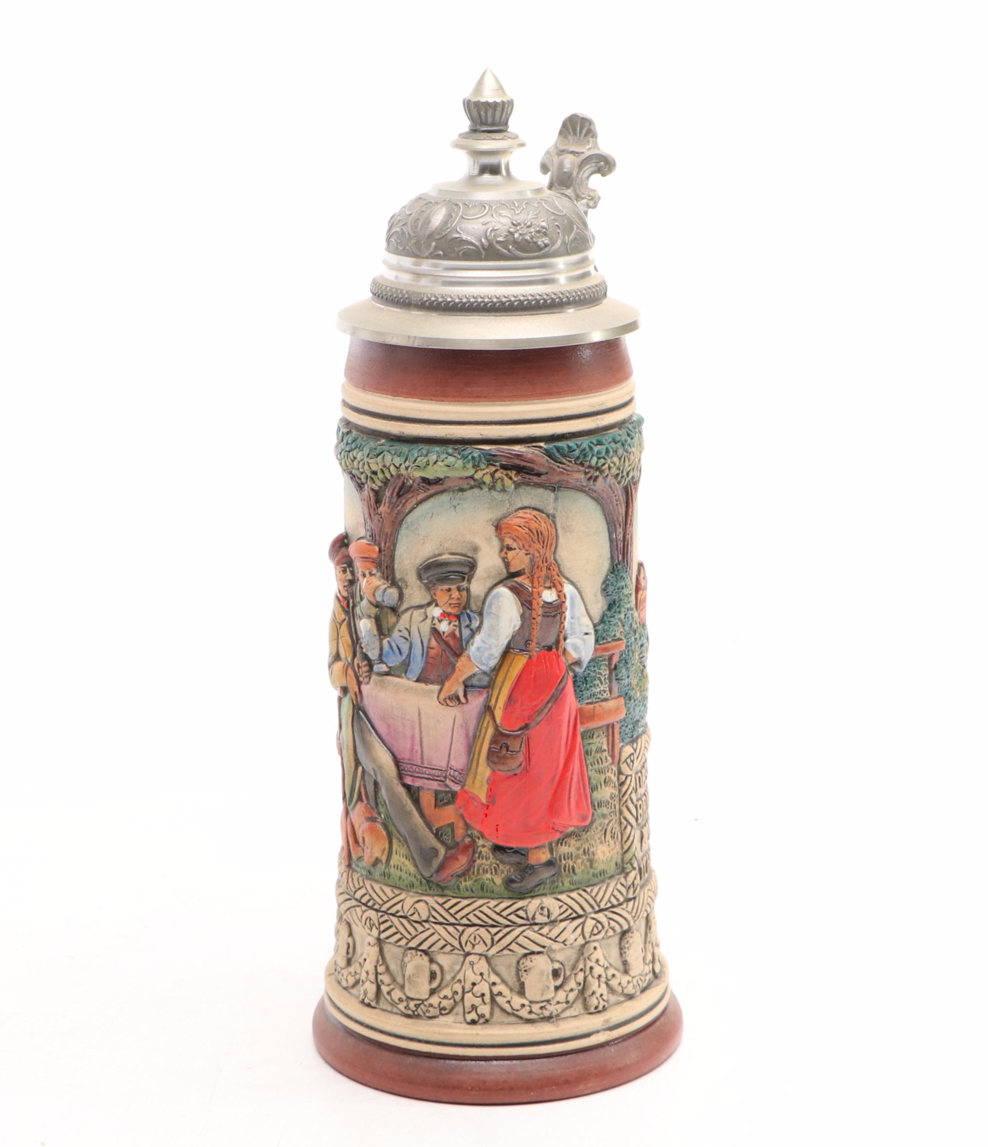 German Thewalt and More Ceramic Beer Steins with Pewter Lids | EBTH