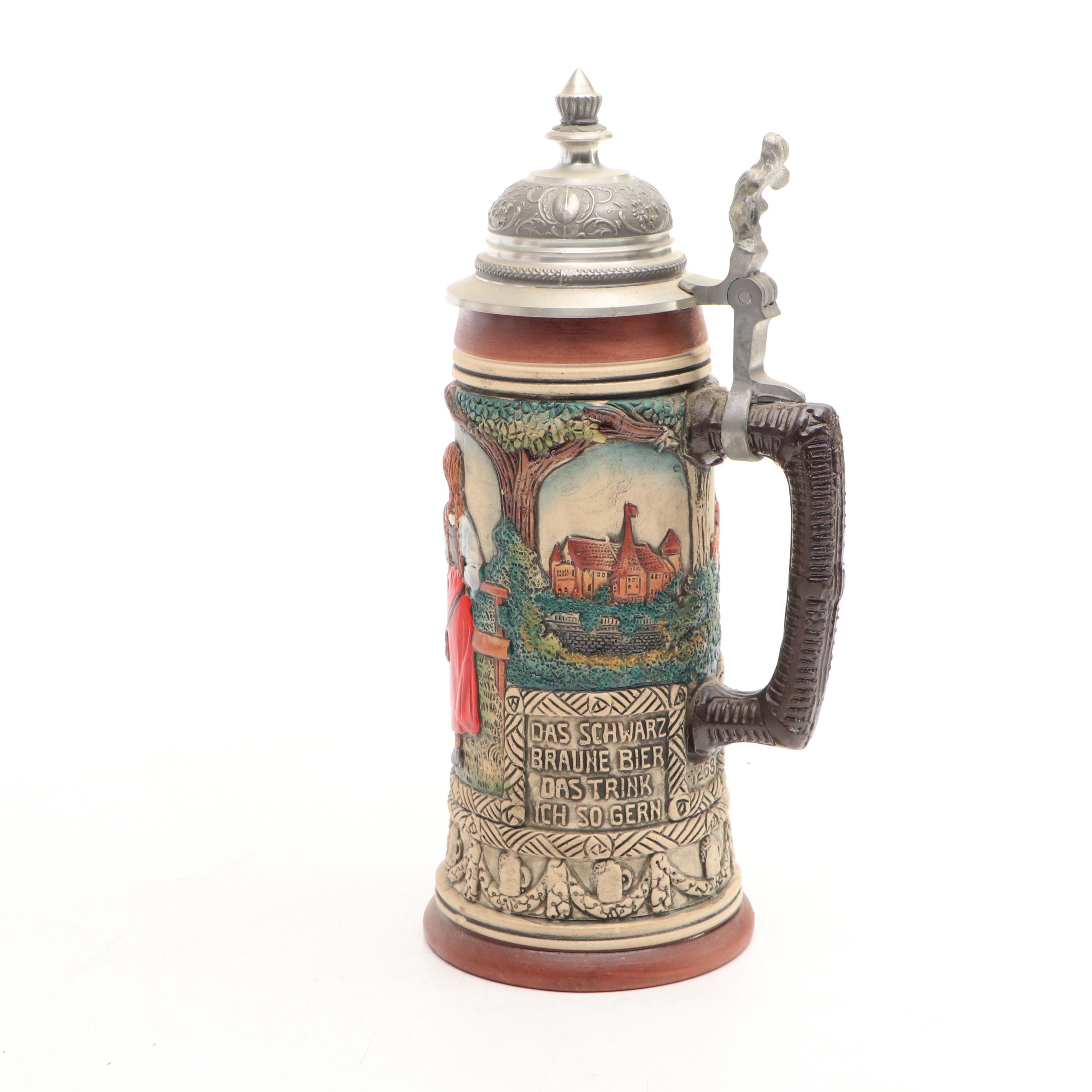 German Thewalt and More Ceramic Beer Steins with Pewter Lids | EBTH