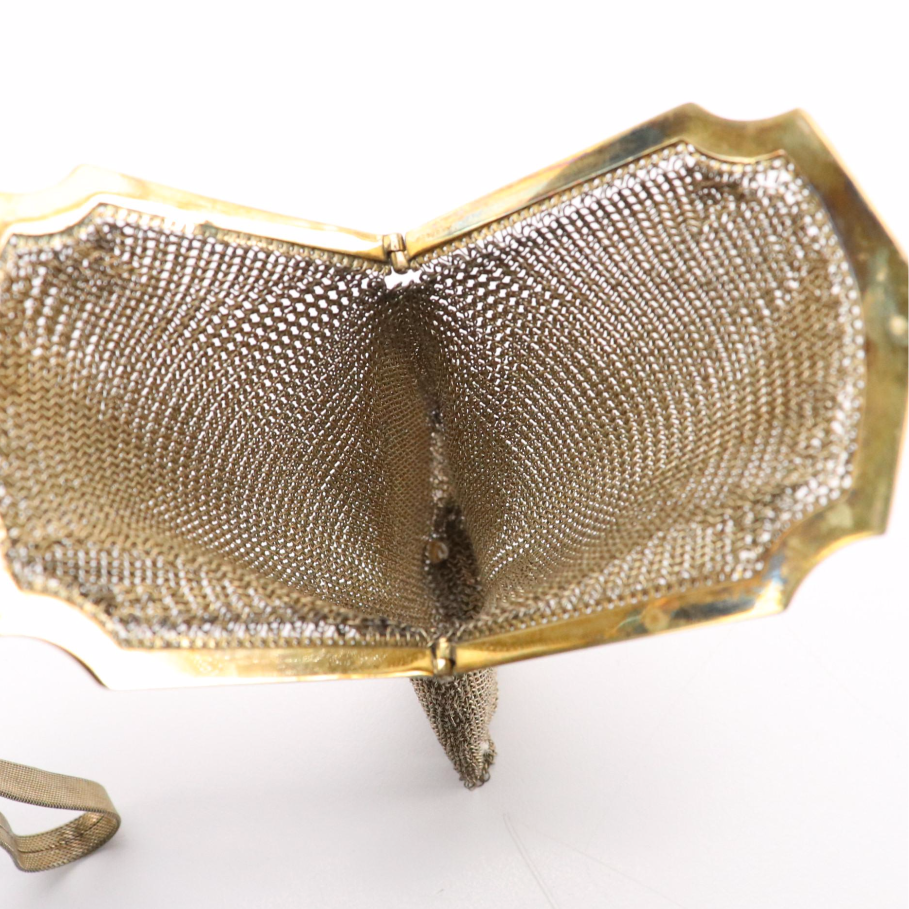 German Mesh Purse with Enamel Frame and Gemstone Clasp | EBTH