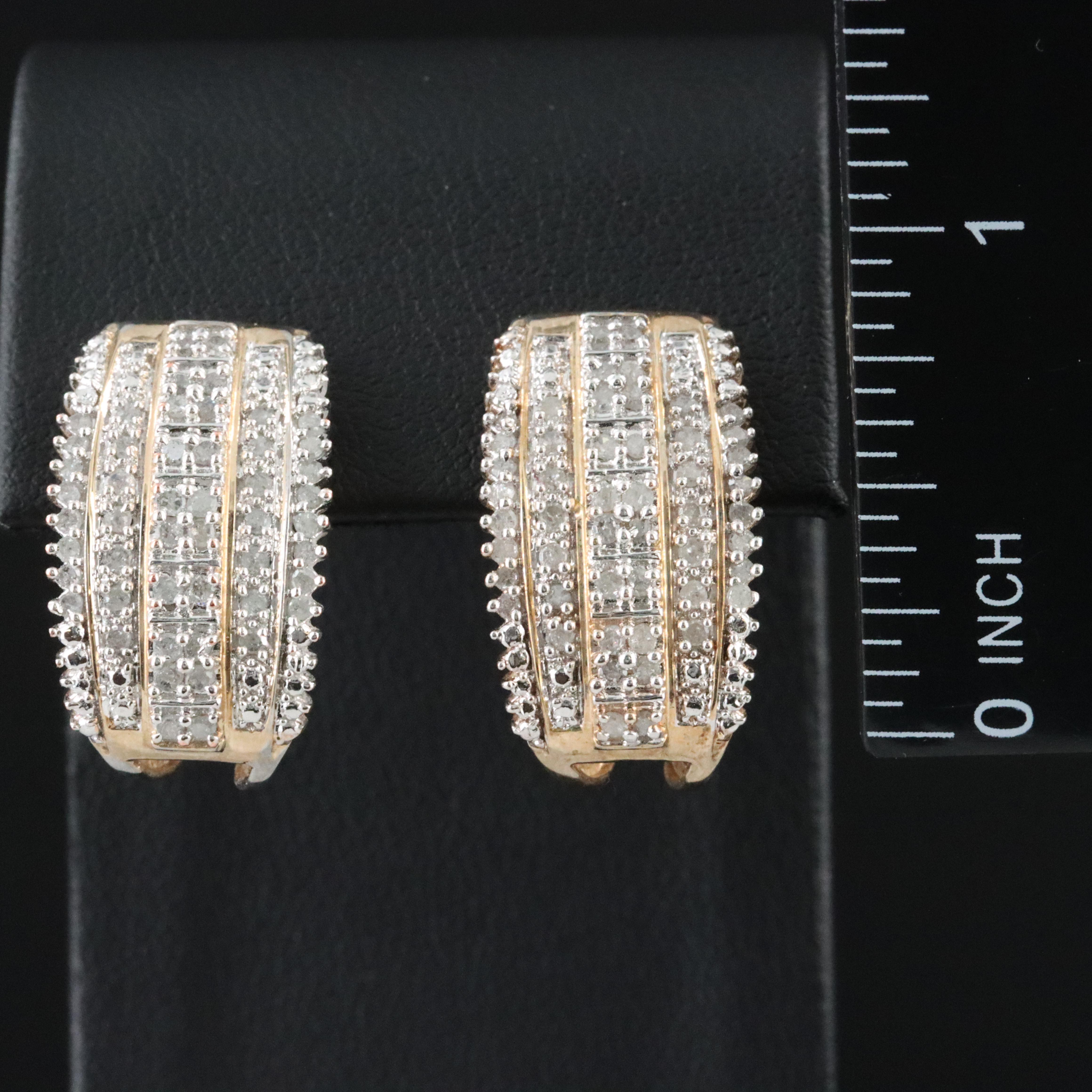 Diamond J Hoop Earrings | EBTH