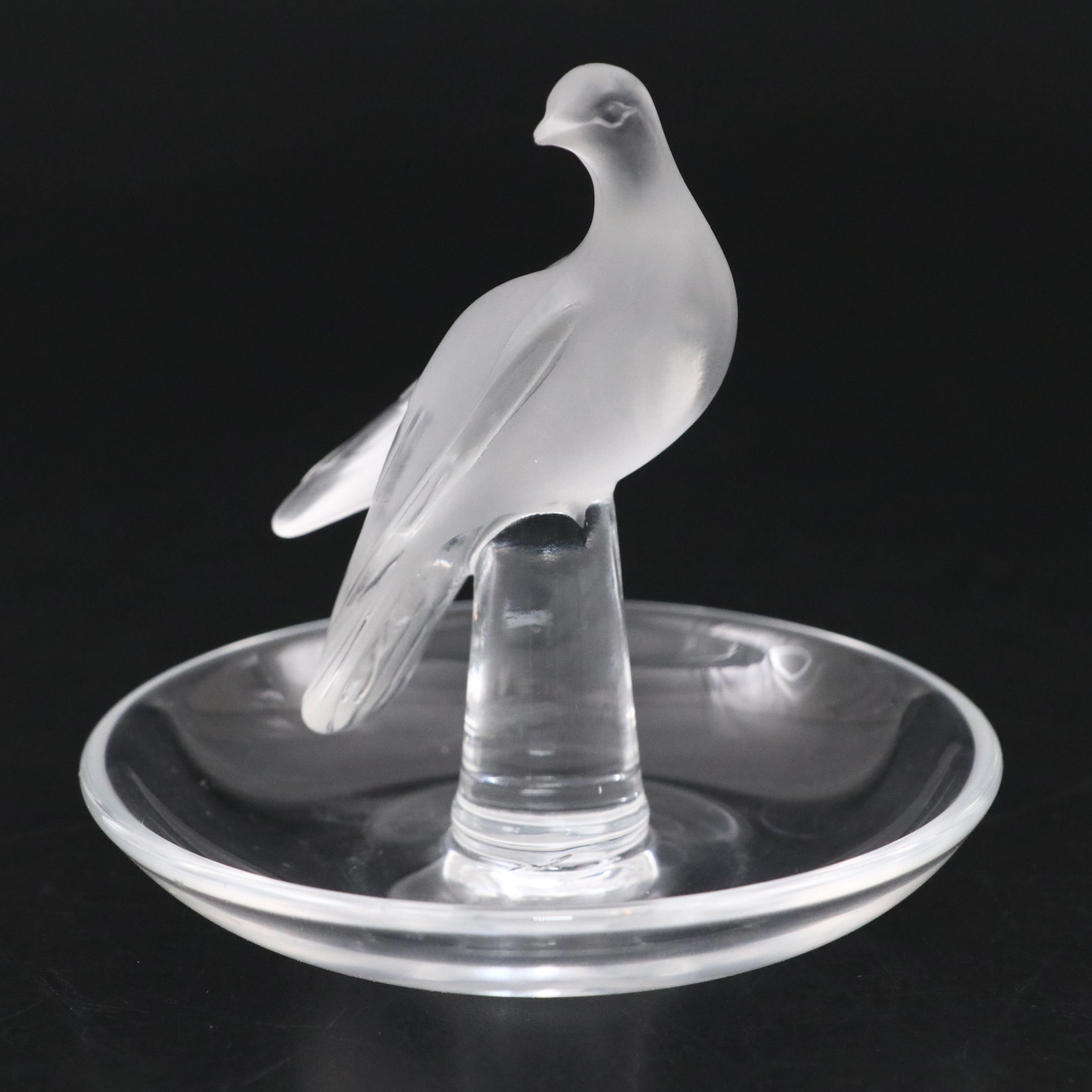Lalique "Charis" Frosted and Clear Crystal Dove Pin Tray | EBTH