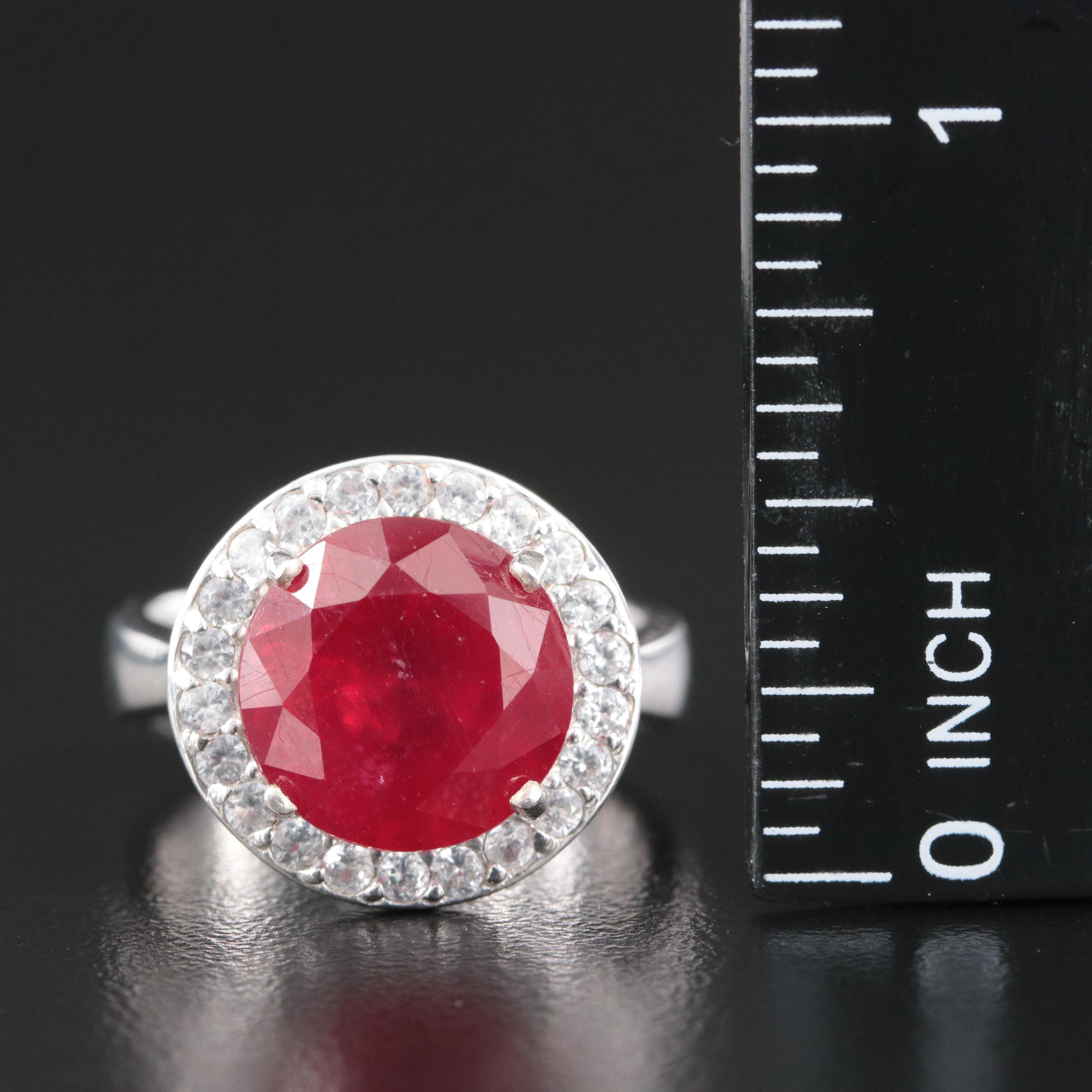 Sterling Ruby and White Topaz Ring | EBTH