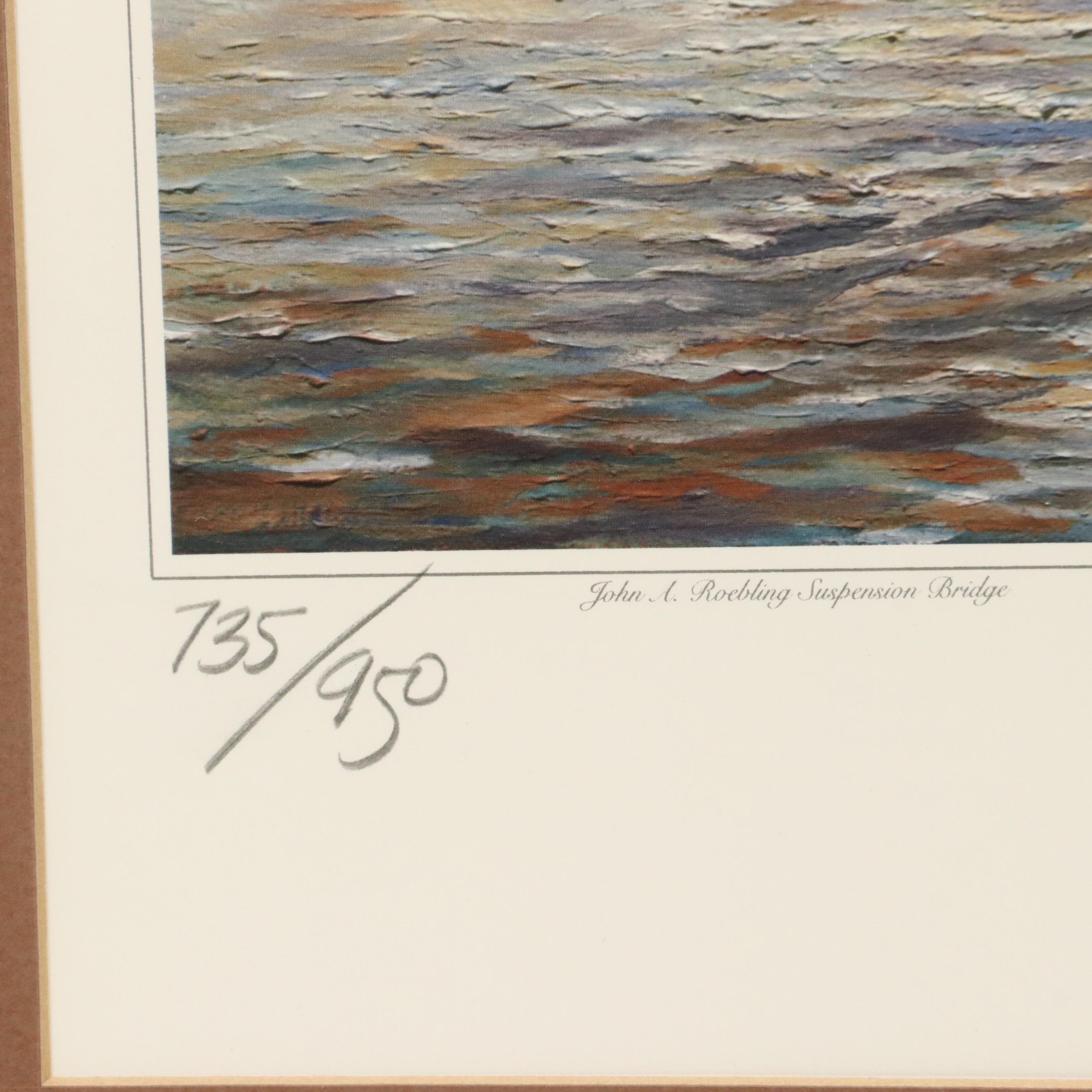 Michael Blaser Offset Lithograph "The Public Landing Cincinnati, 1935 ...