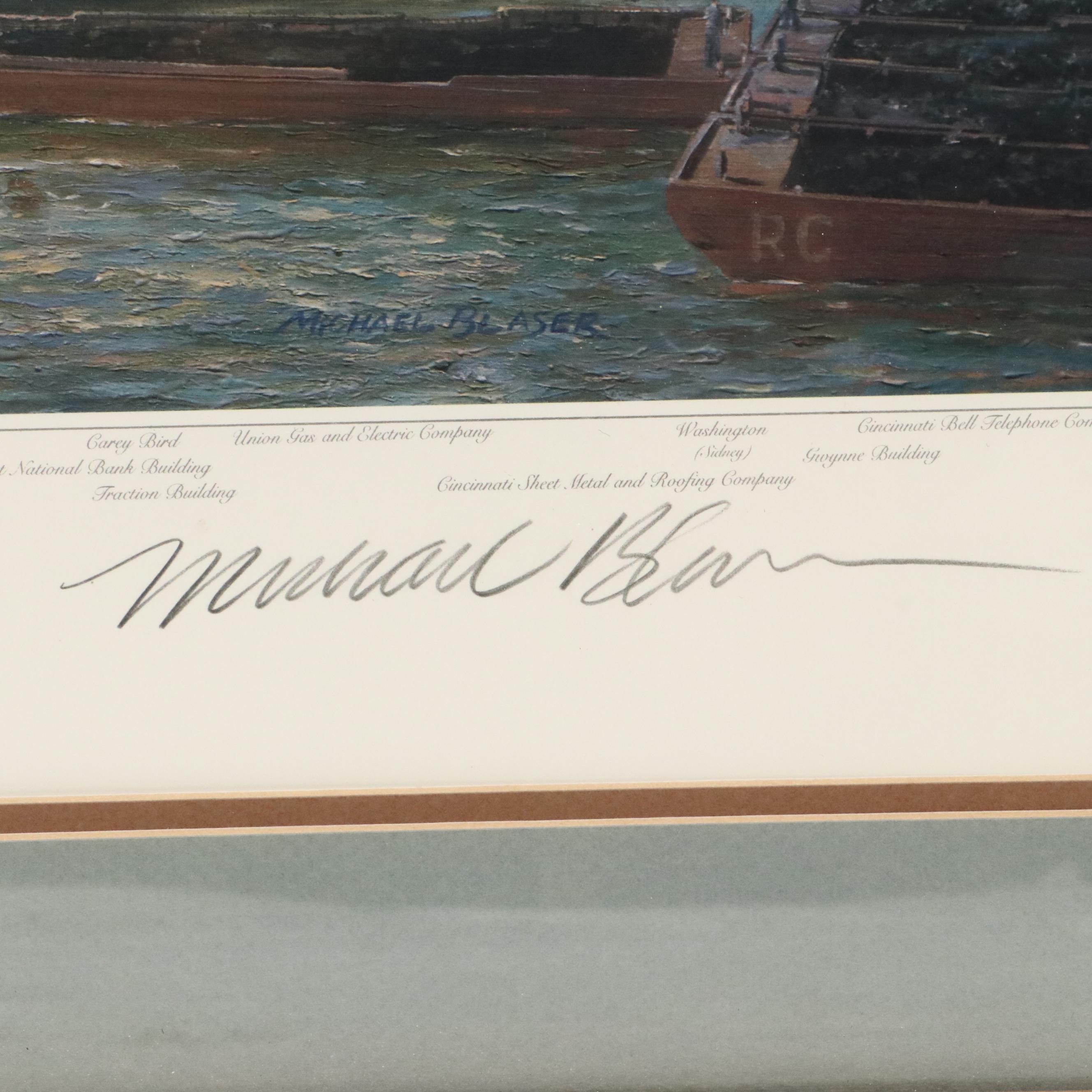 Michael Blaser Offset Lithograph "The Public Landing Cincinnati, 1935 ...