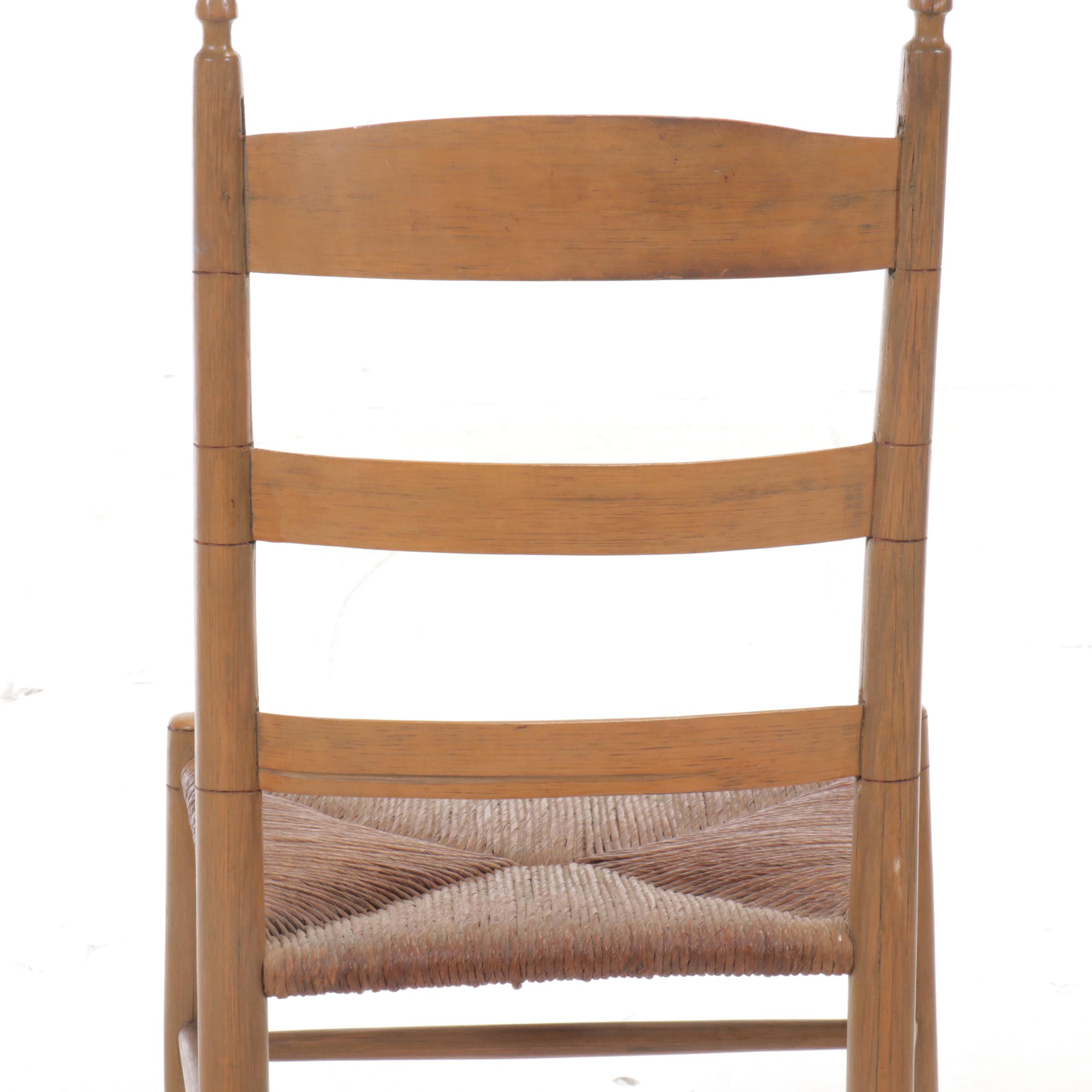 Shaker Style Ladderback Chair with Rush Seat, Late 19th to Early 20th ...