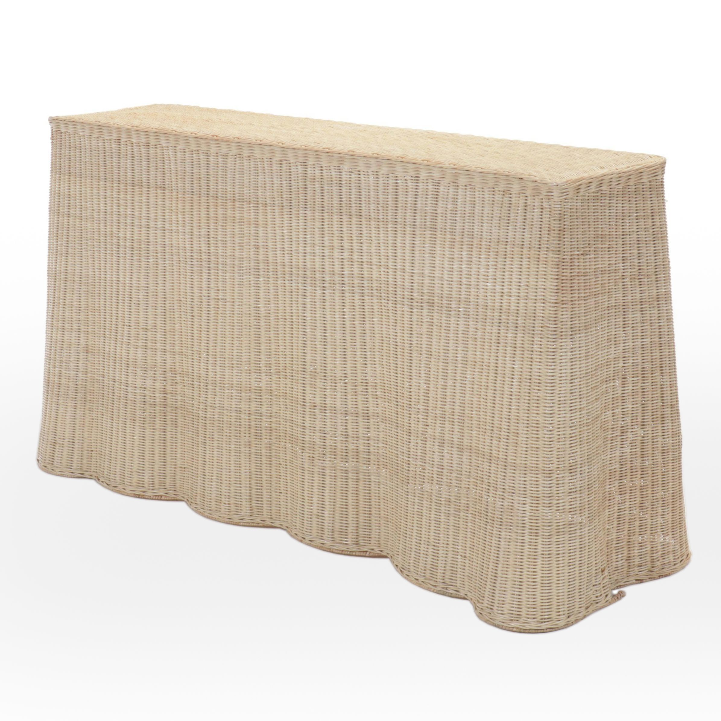 Scalloped Wicker Rattan Console Table | EBTH