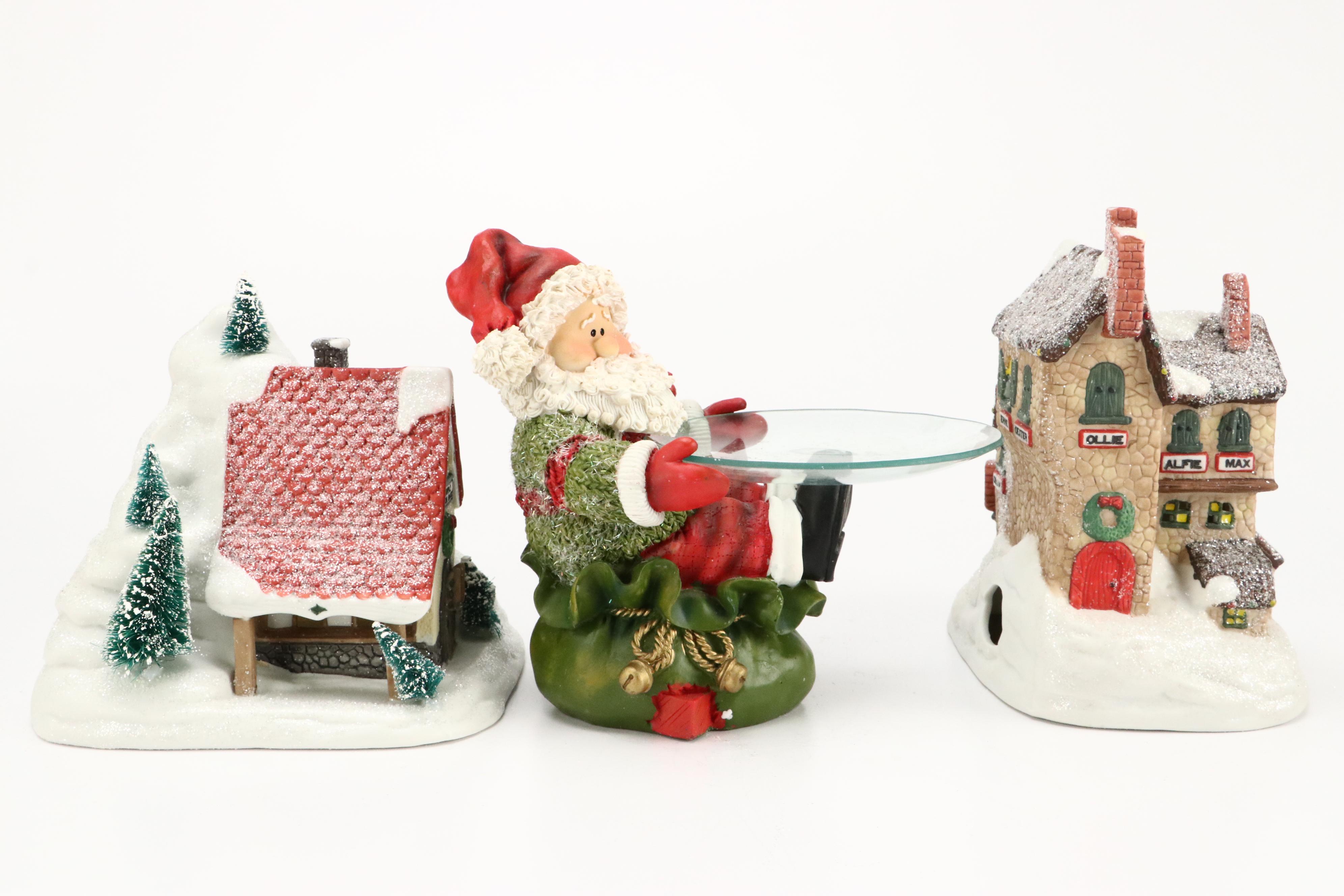 Studio 33 Hand-Painted Santa Server with Christmas Village Miniature ...