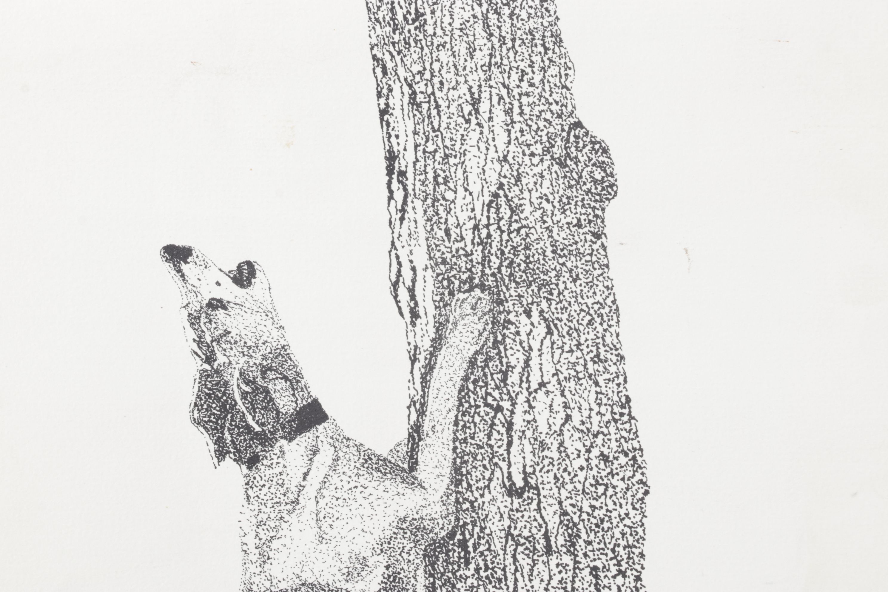 Allen Gregory Pointillism-Style Lithograph Portrait of Dog Barking Up ...