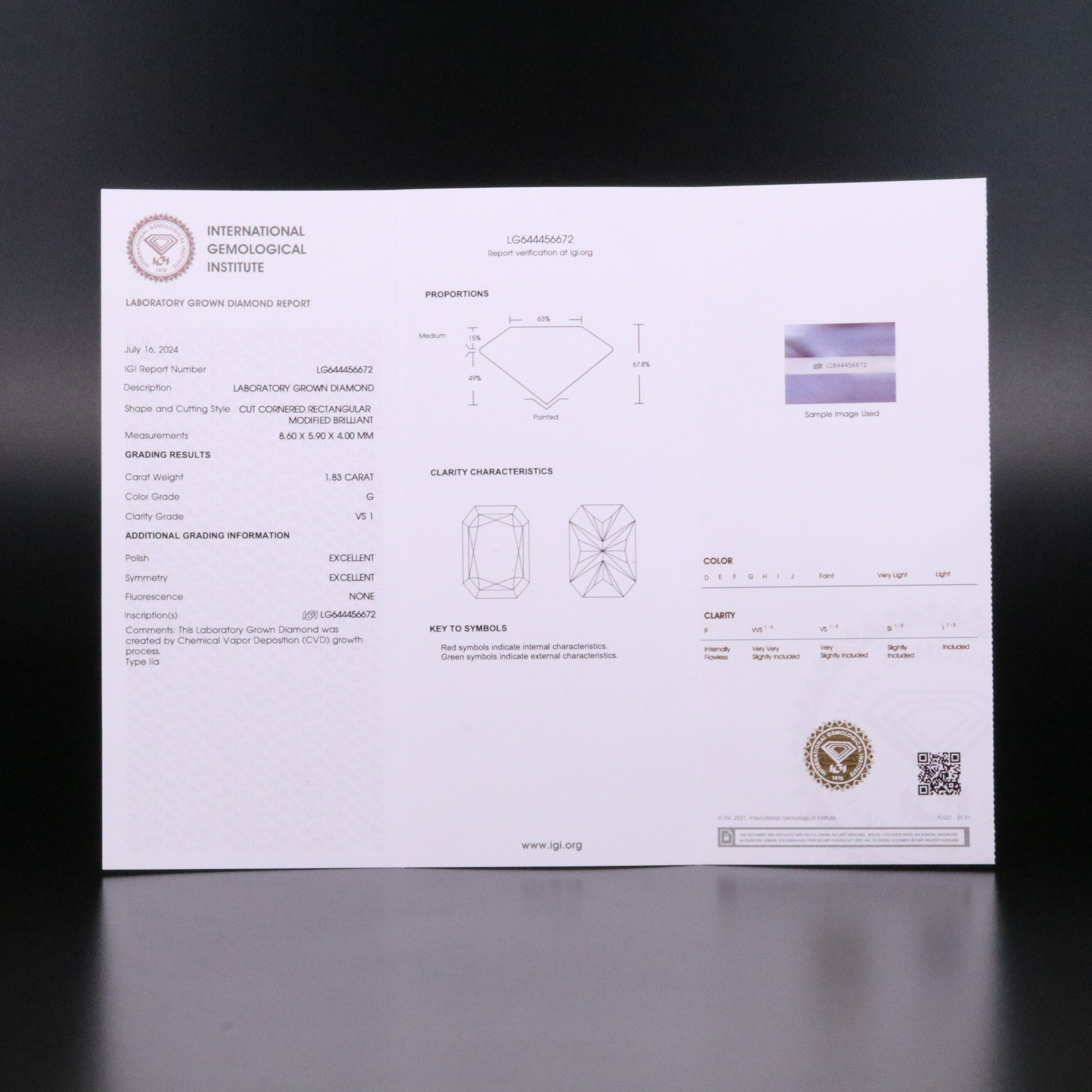 Loose 1.83 CT Lab Grown Diamond with IGI Report | EBTH