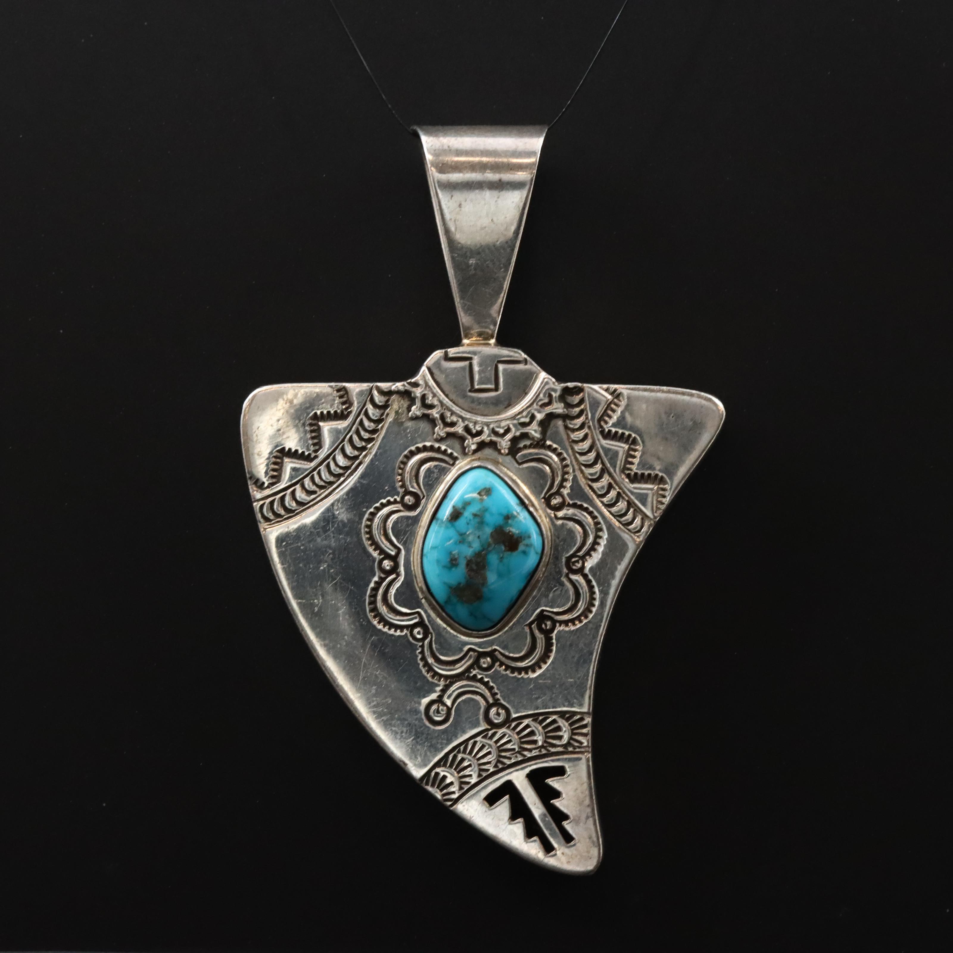 Elvis Nelson Navajo Diné Sterling Turquoise Pendant | EBTH