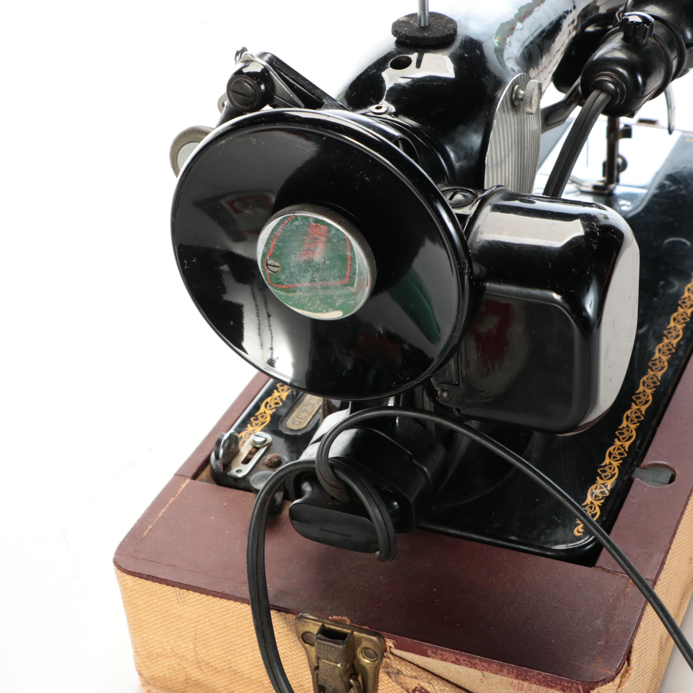 Singer Electric Sewing Machine with More Sewing Supplies, Early 20th ...