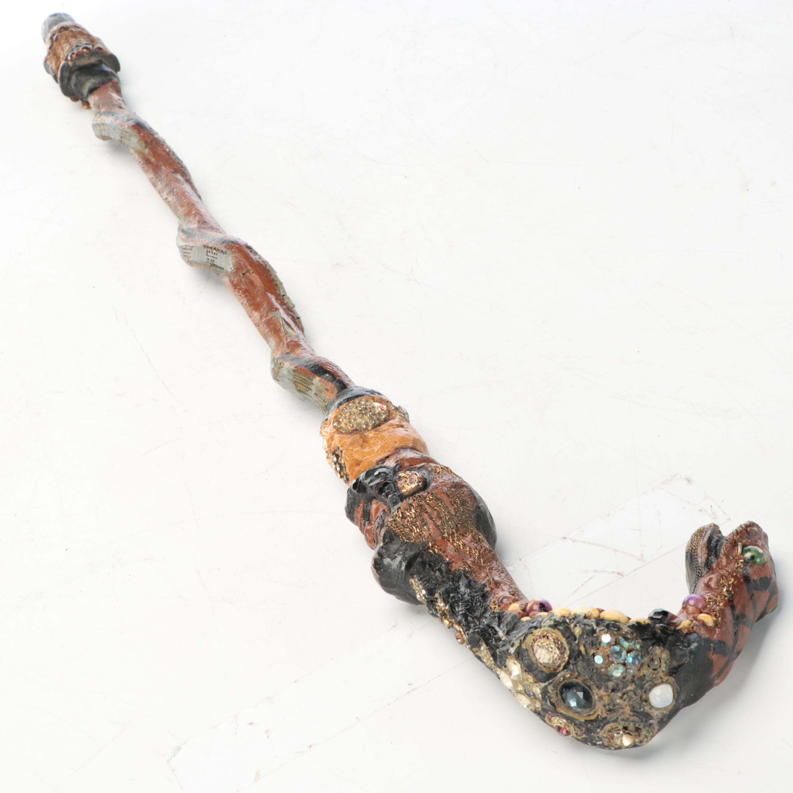 Mr. Imagination Embellished Carved Wood Snake and Self-Portrait Walking ...