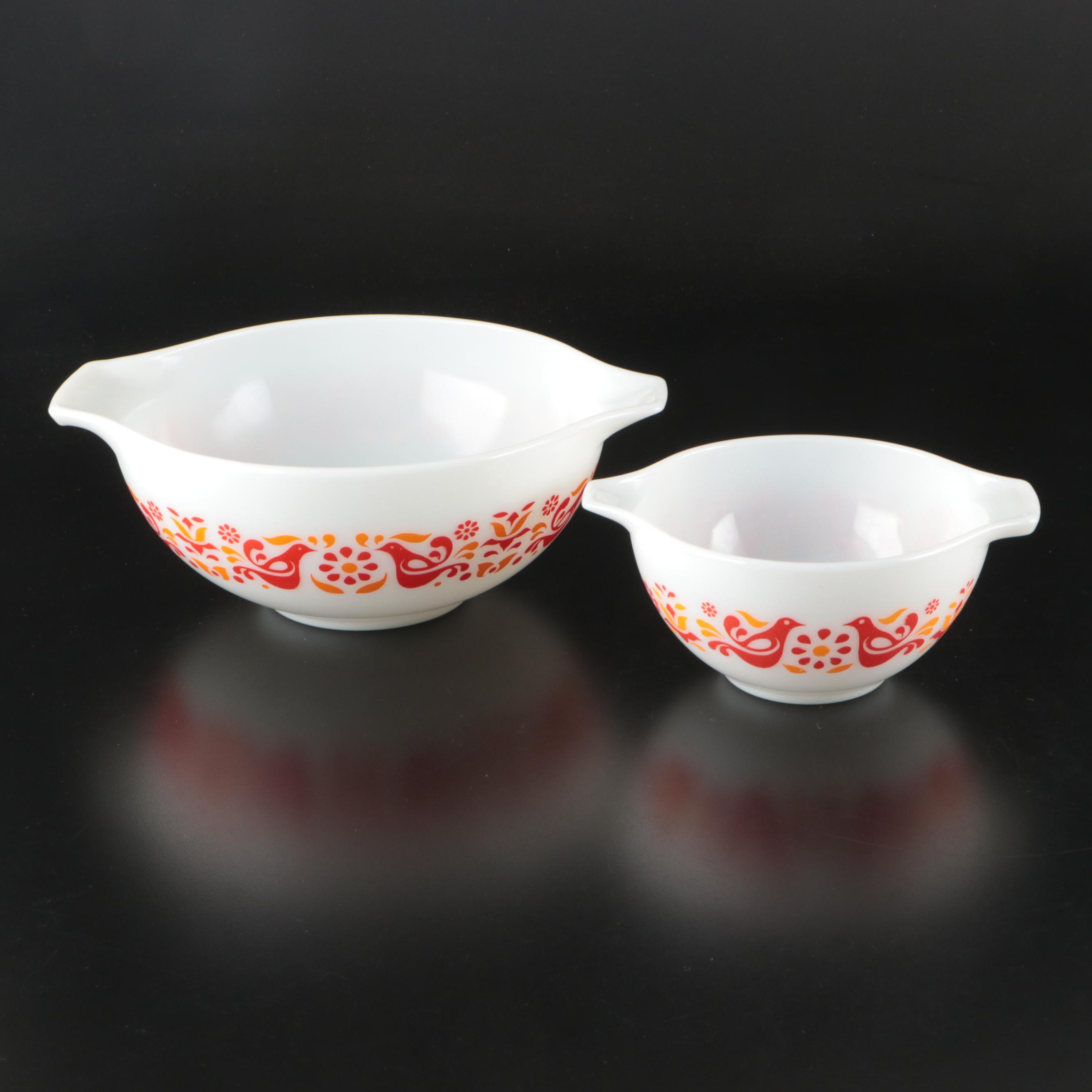 Pyrex "Friendship" Pattern with Red and Orange Nesting Glass Mixing ...