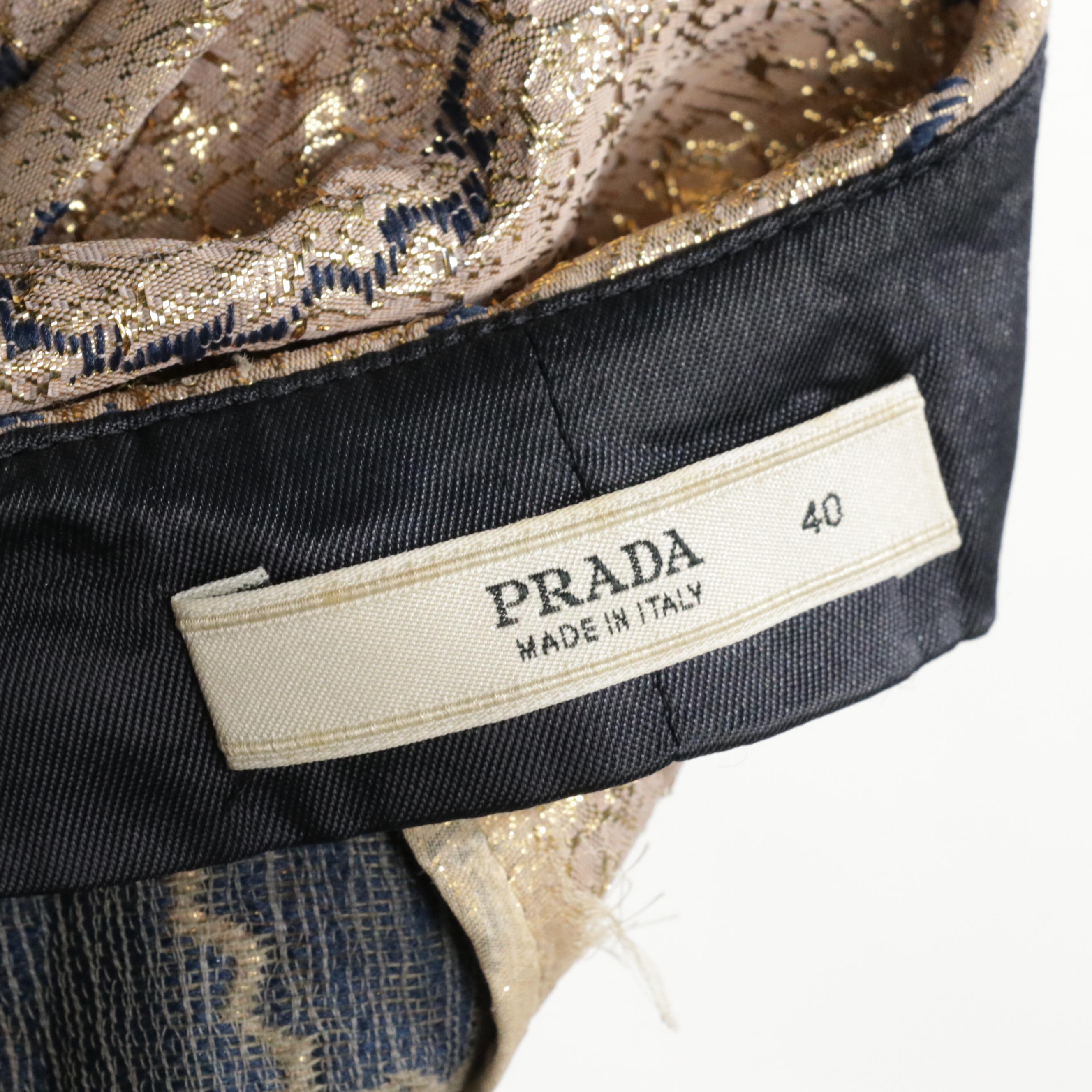 Prada Gold Patterned Brocade Straight-Leg Trousers | EBTH