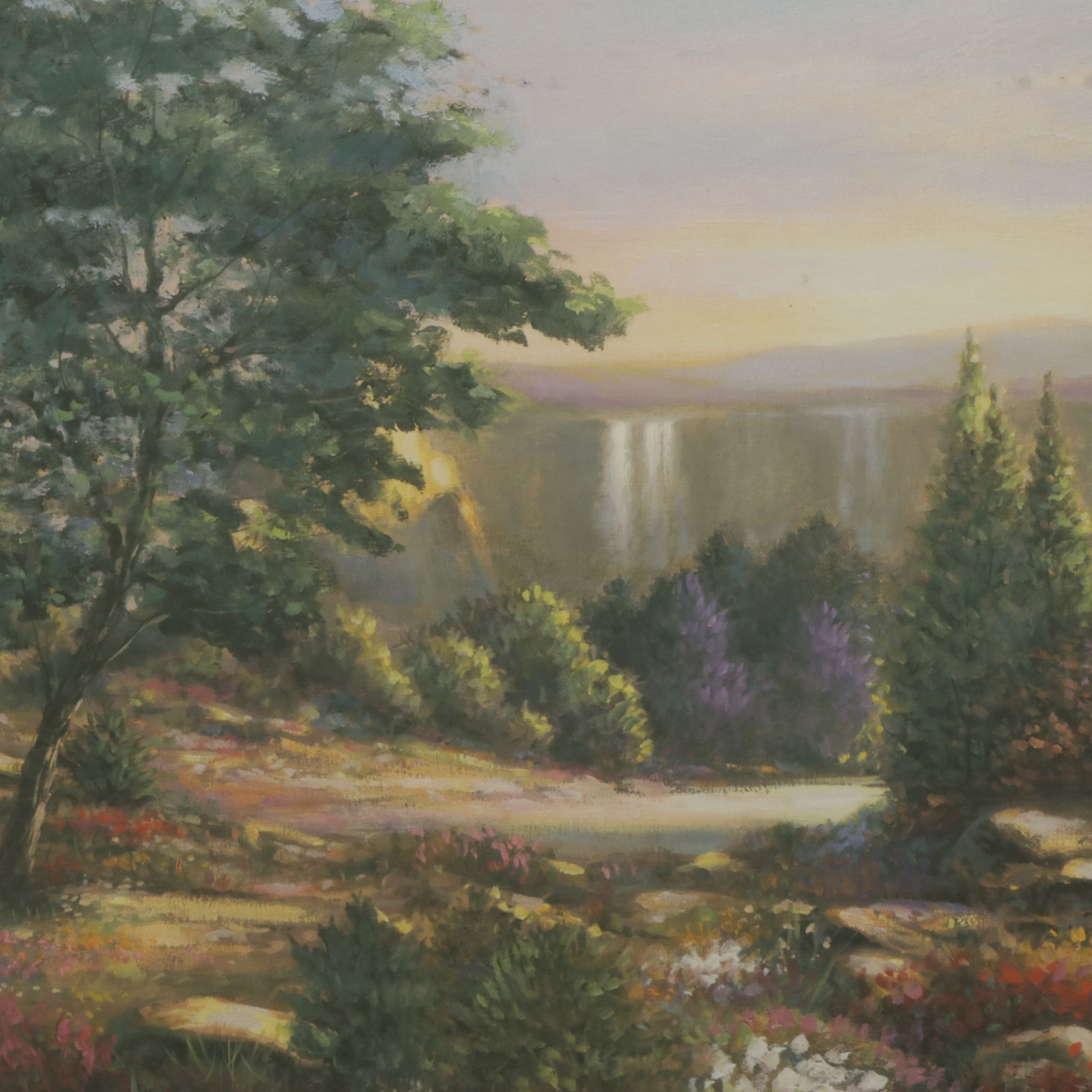 Offset Lithograph Scene of Waterfall Landscape, Late 20th to Early 21st ...