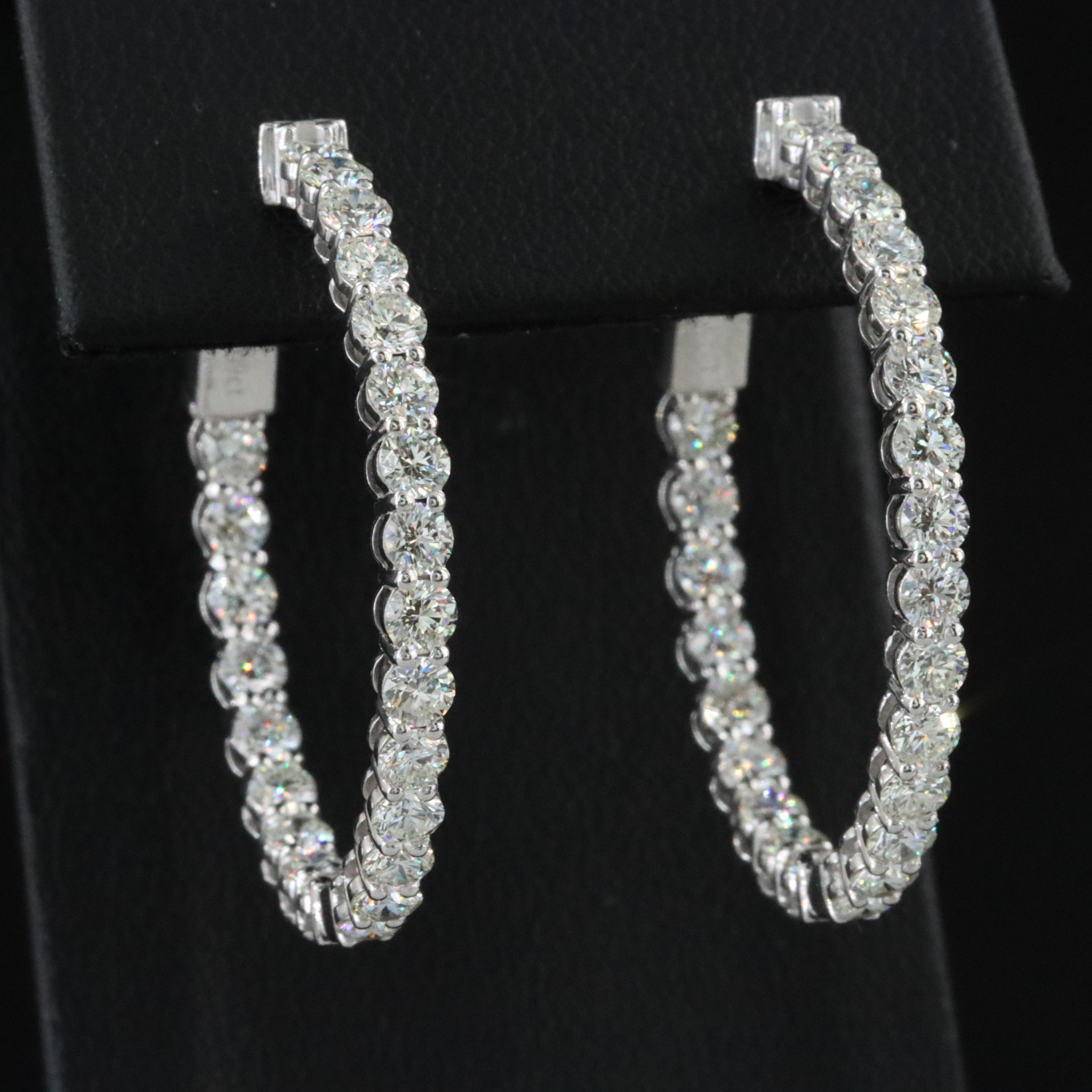 Platinum 4.09 CTW Diamond Inside-Out Hoop Earrings | EBTH