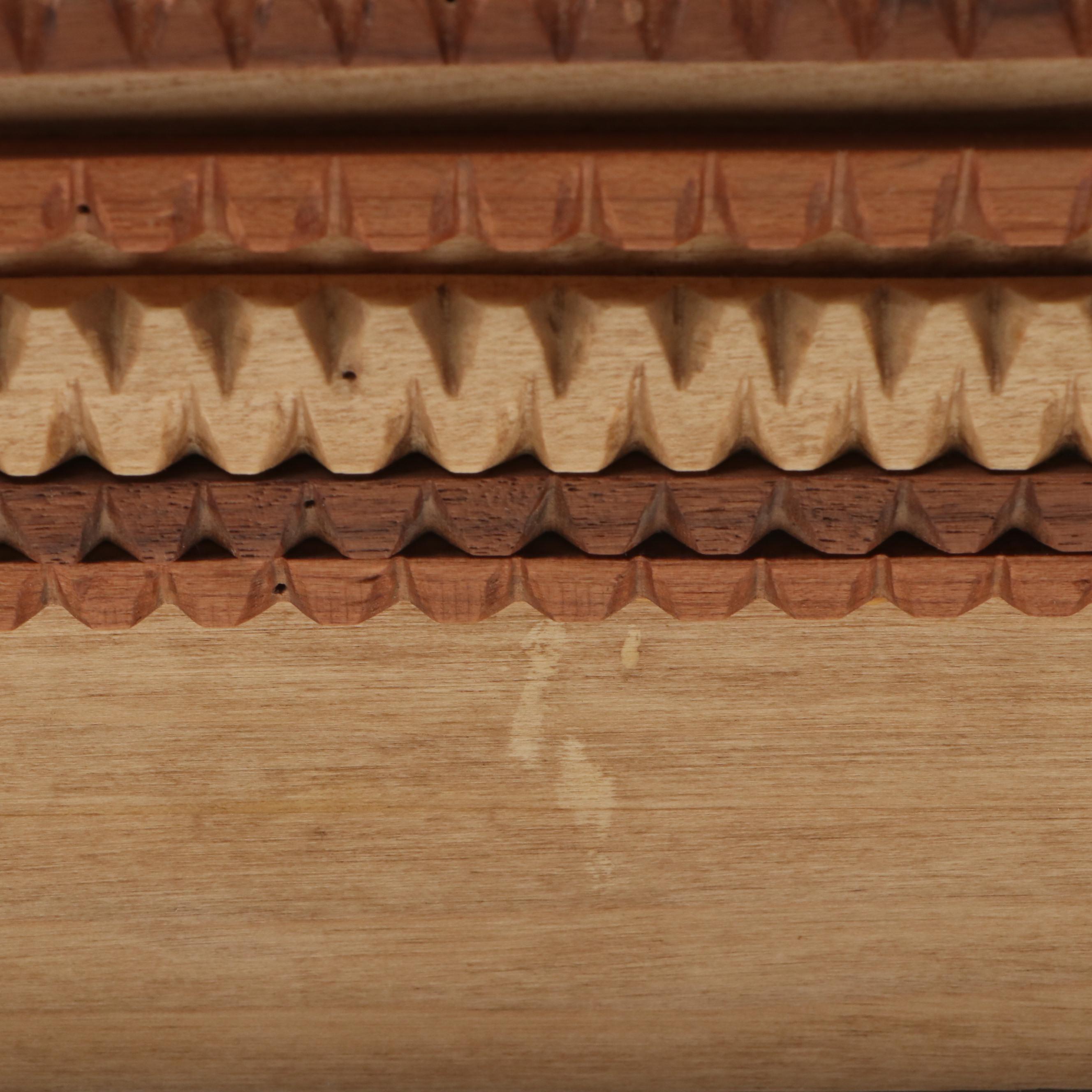 Robert Beaven Tramp Art Chip-Carved Wood Boxes with Pottery Shards | EBTH