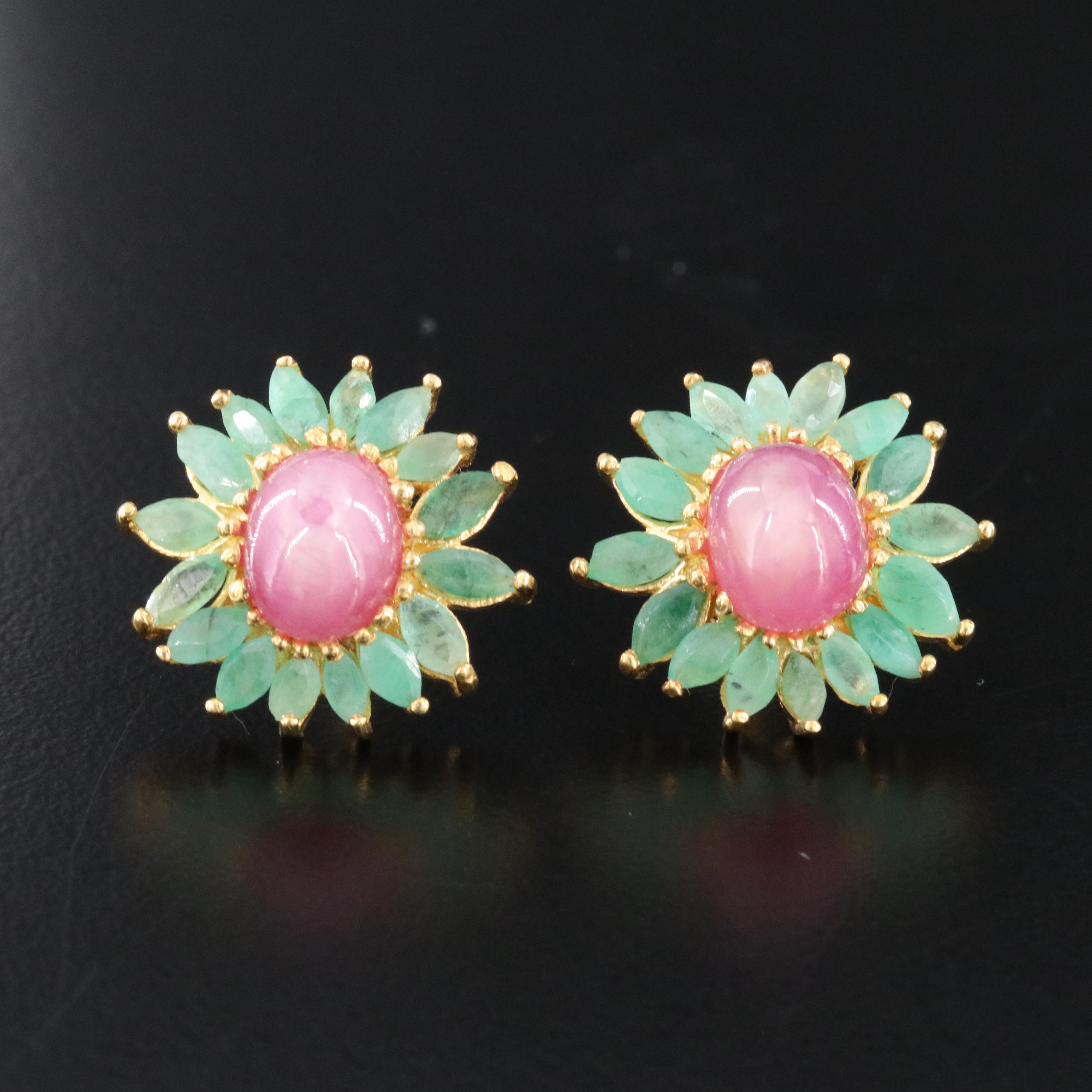 Sterling Ruby and Emerald Earrings | EBTH