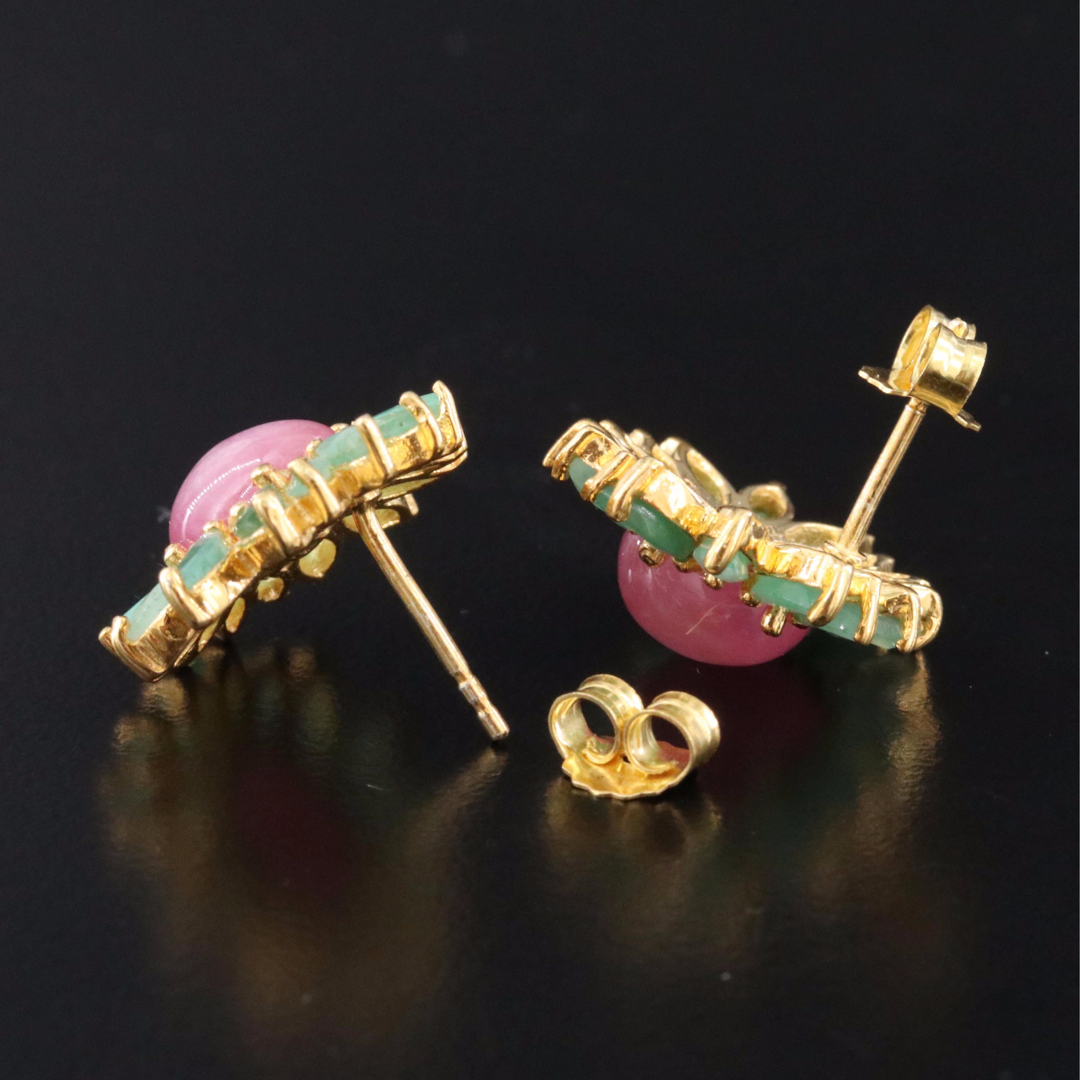 Sterling Ruby and Emerald Earrings | EBTH