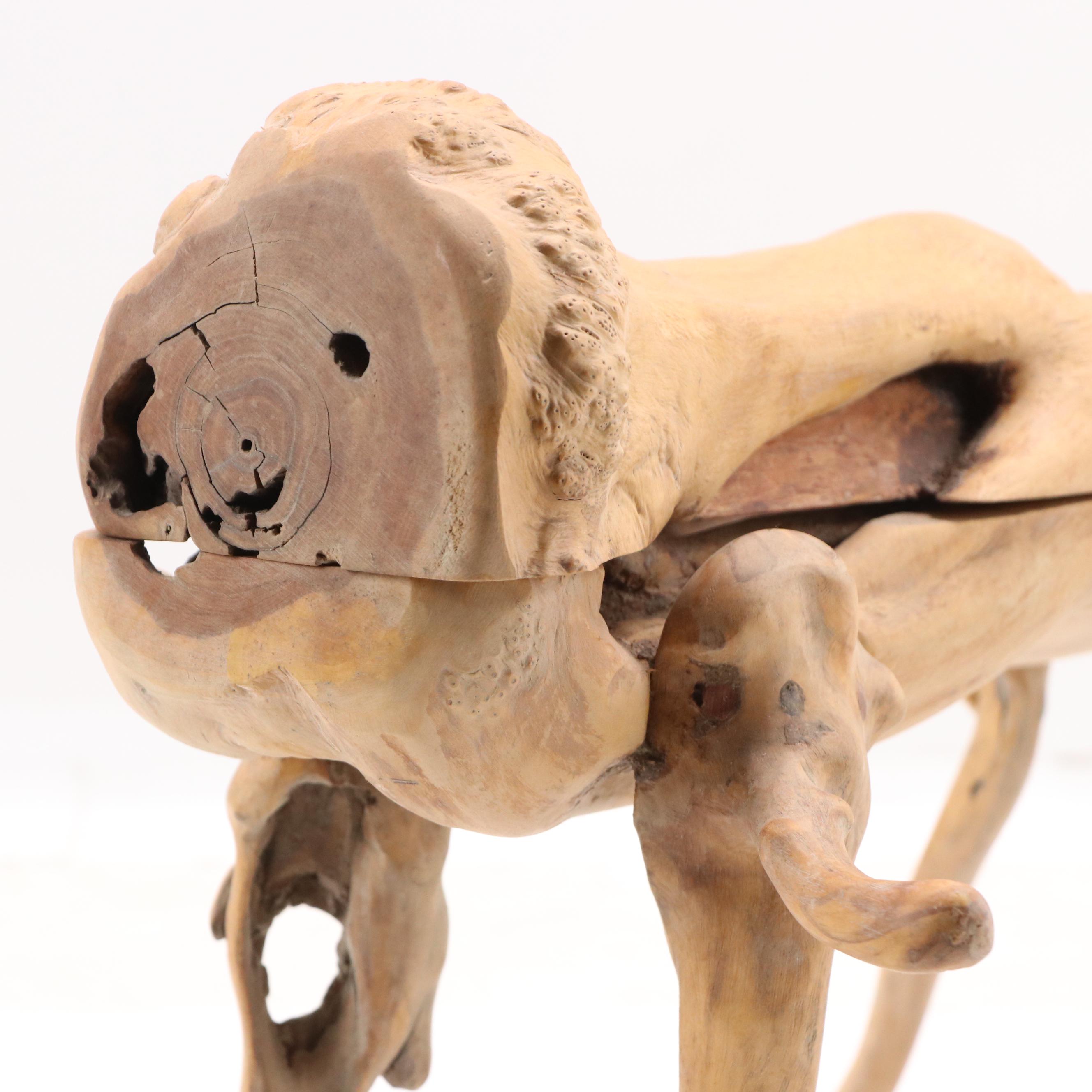 Robert Beaven Figurative Carved Burl Wood Decorative Box, 20th Century ...