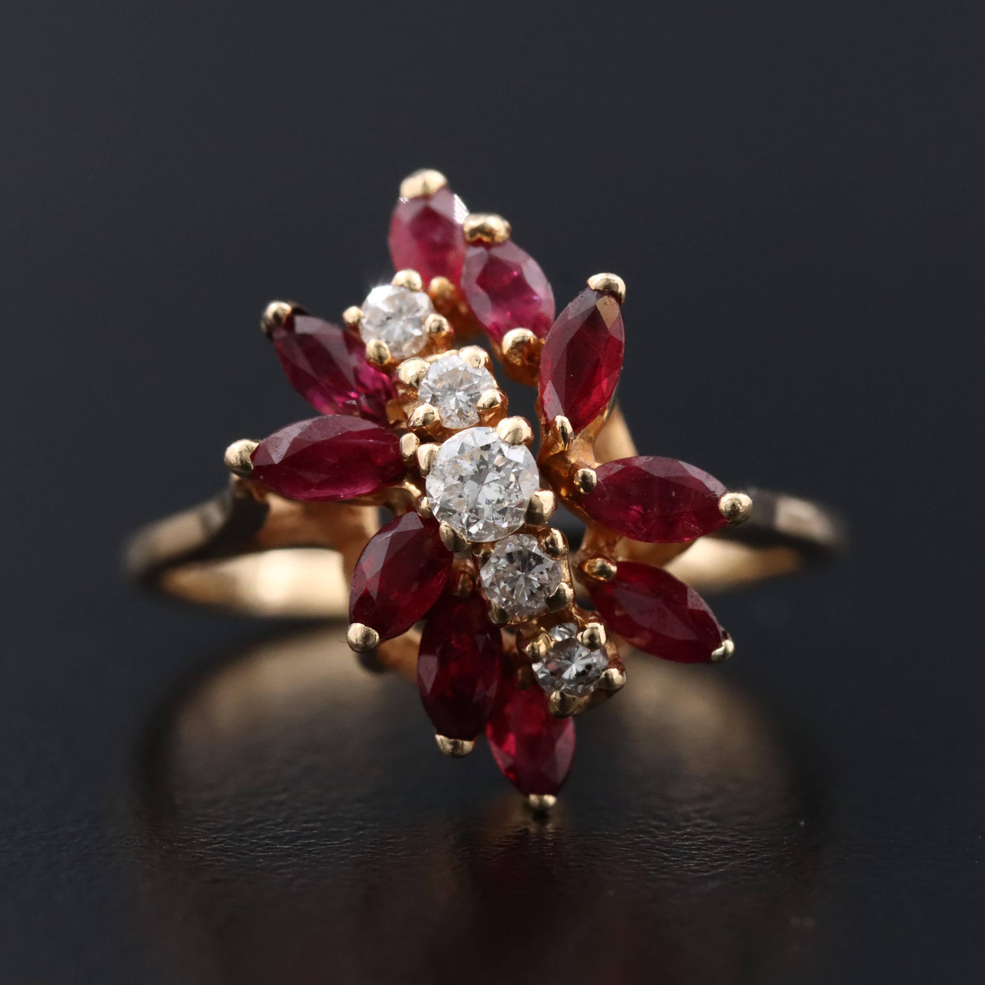 14K Ruby and Diamond Tiered Ring | EBTH
