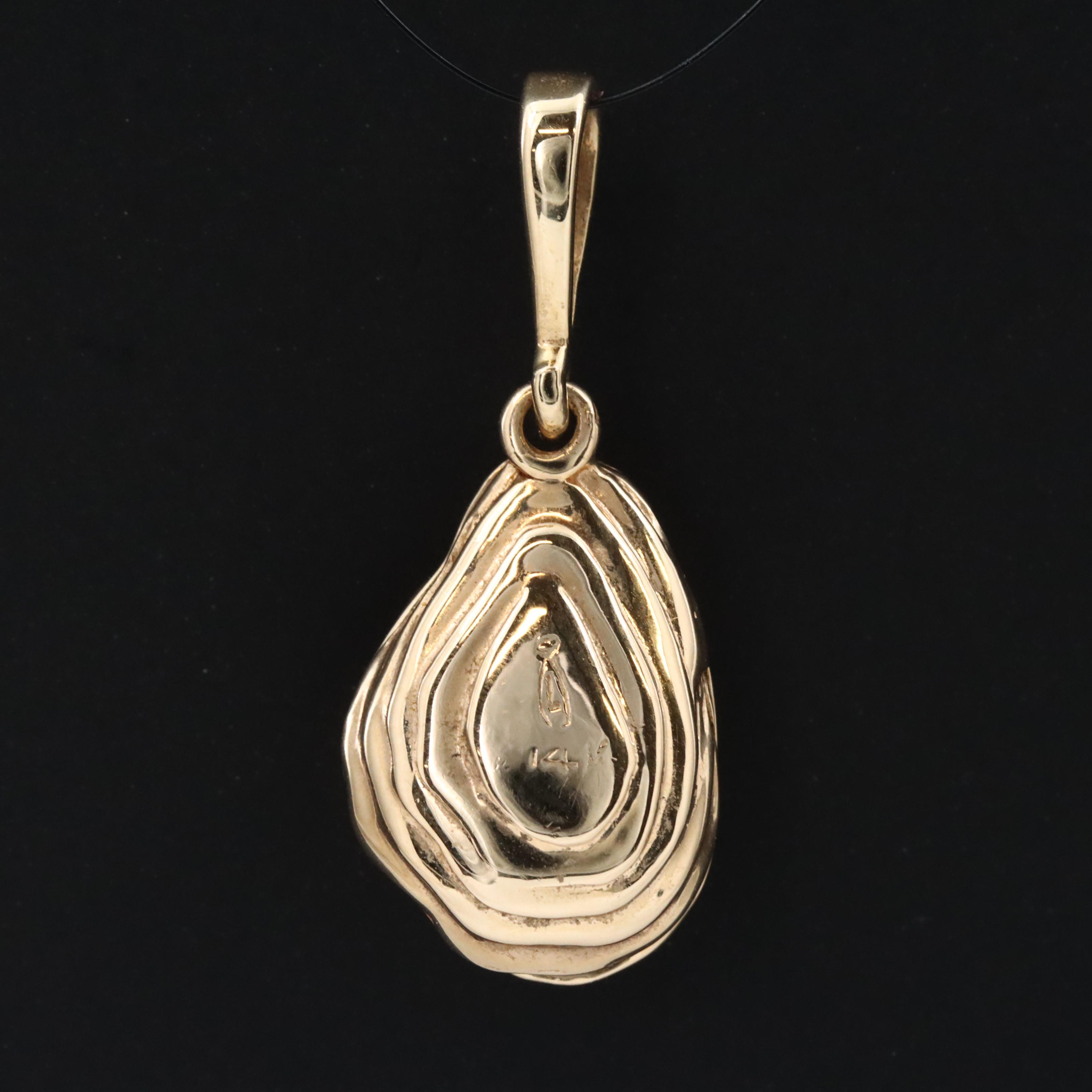 Peter Lindeman 14K Articulated Mollusk Shell Pendant with Pearl and ...
