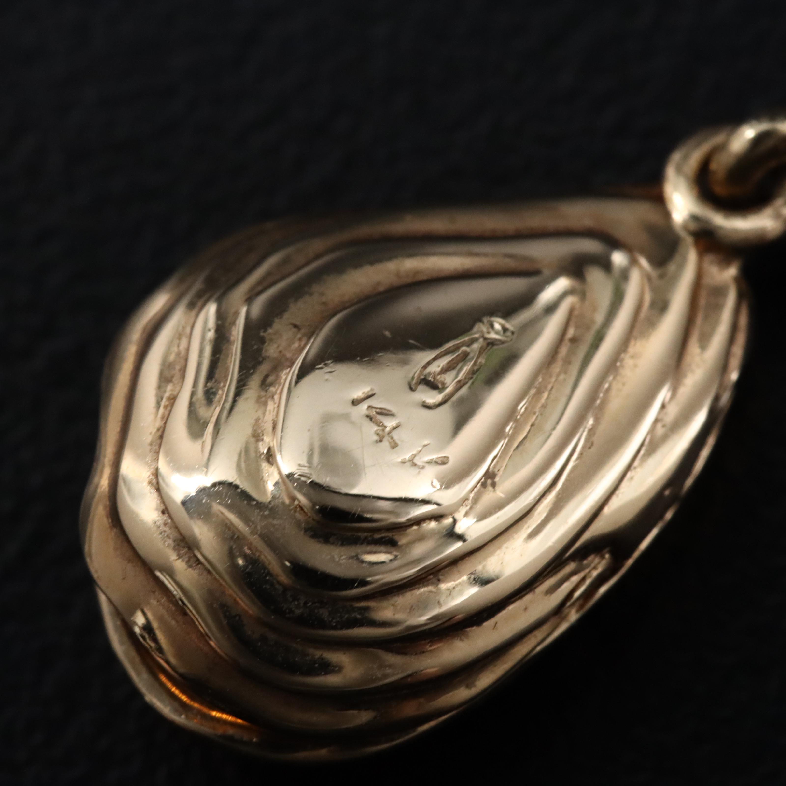 Peter Lindeman 14K Articulated Mollusk Shell Pendant with Pearl and ...