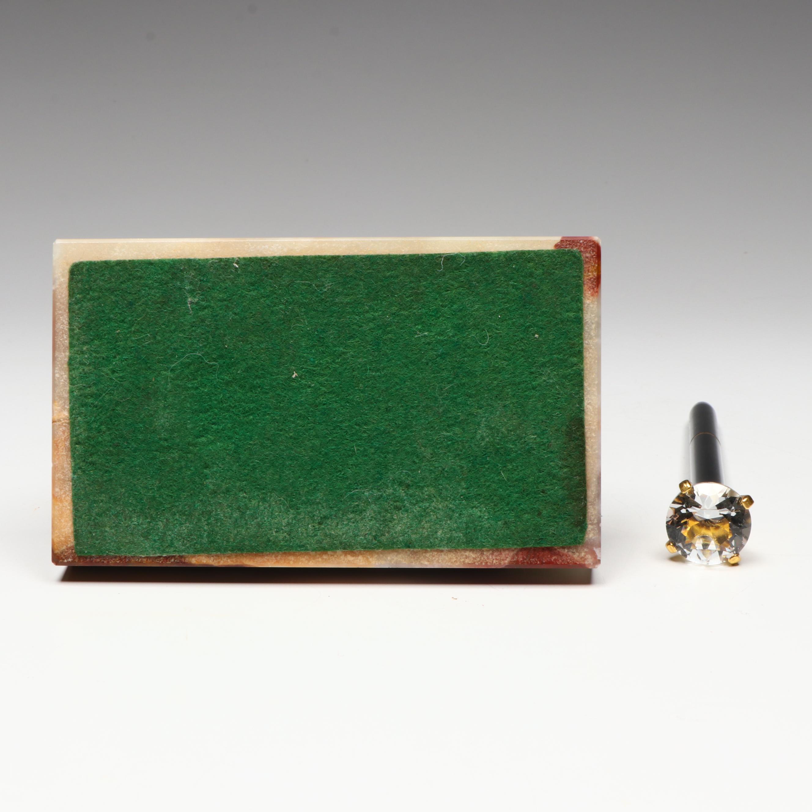 Glass Barometer on Wood and Brass Stand with Clock and Calendar | EBTH