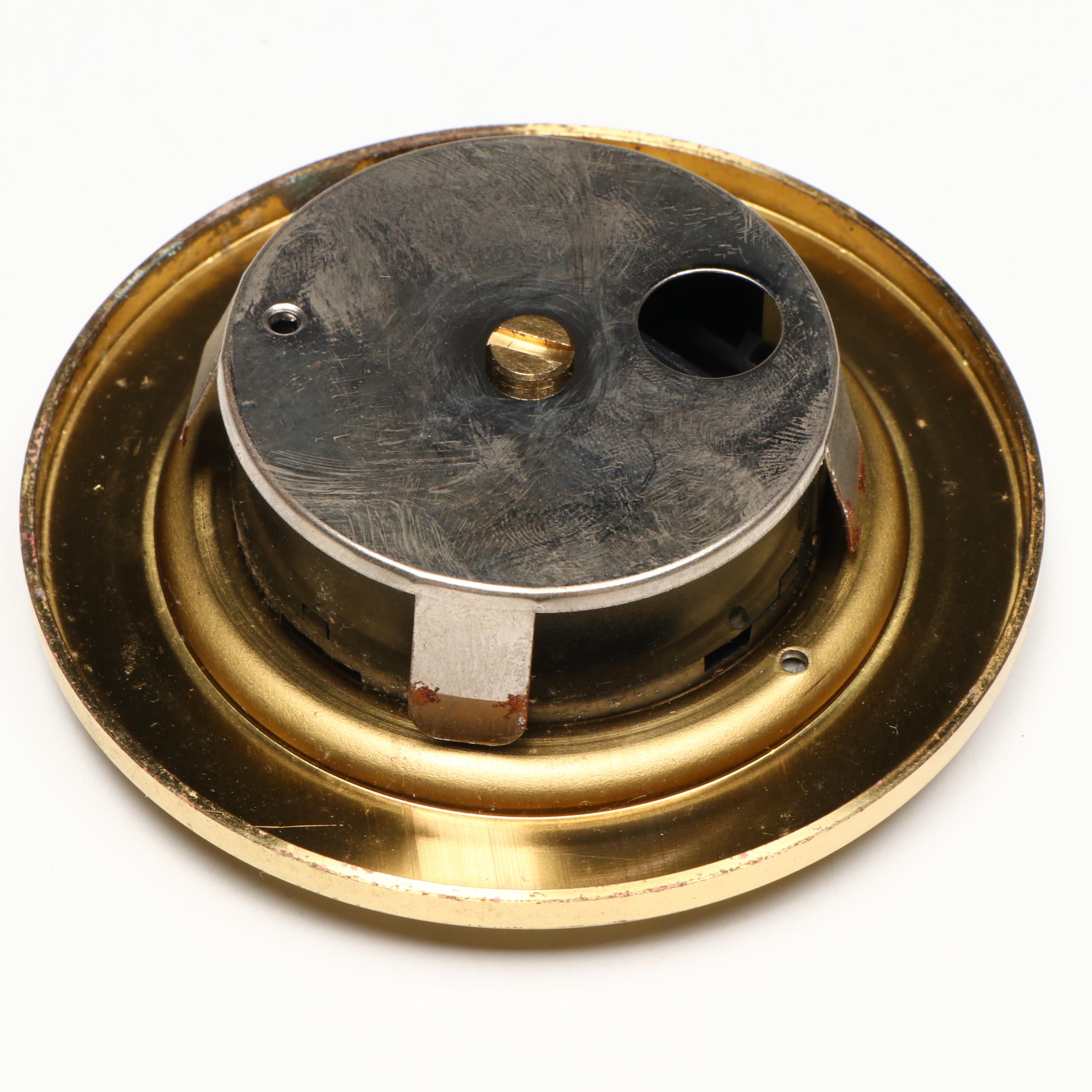 Glass Barometer on Wood and Brass Stand with Clock and Calendar | EBTH