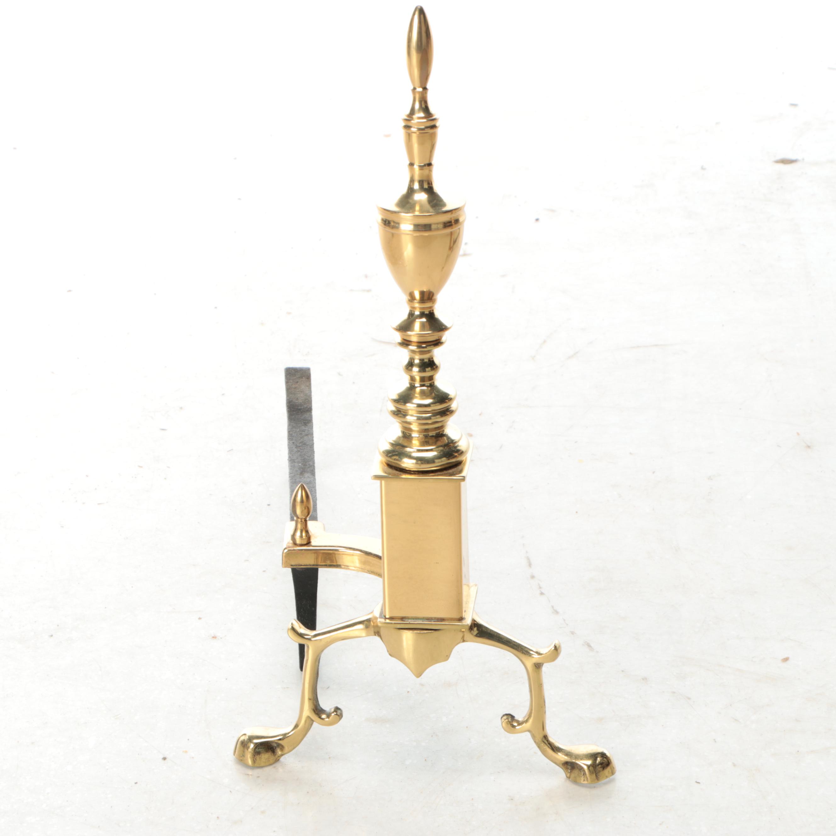 Federal Style Lacquered Brass and Wire Mesh Fireplace Screen with ...