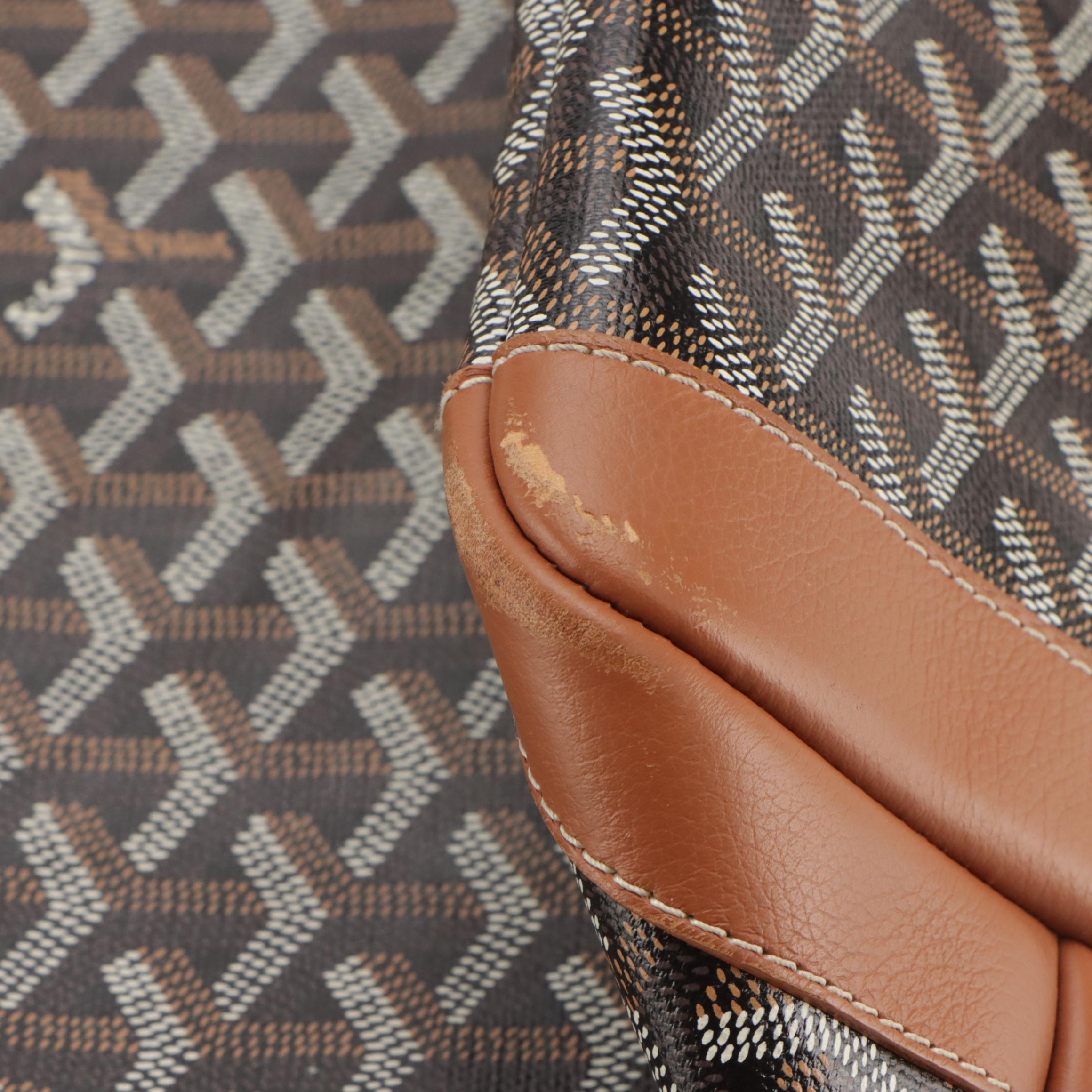 Goyard Artois MM Zip Tote in Black Goyardine Canvas and Tan Chevroches ...